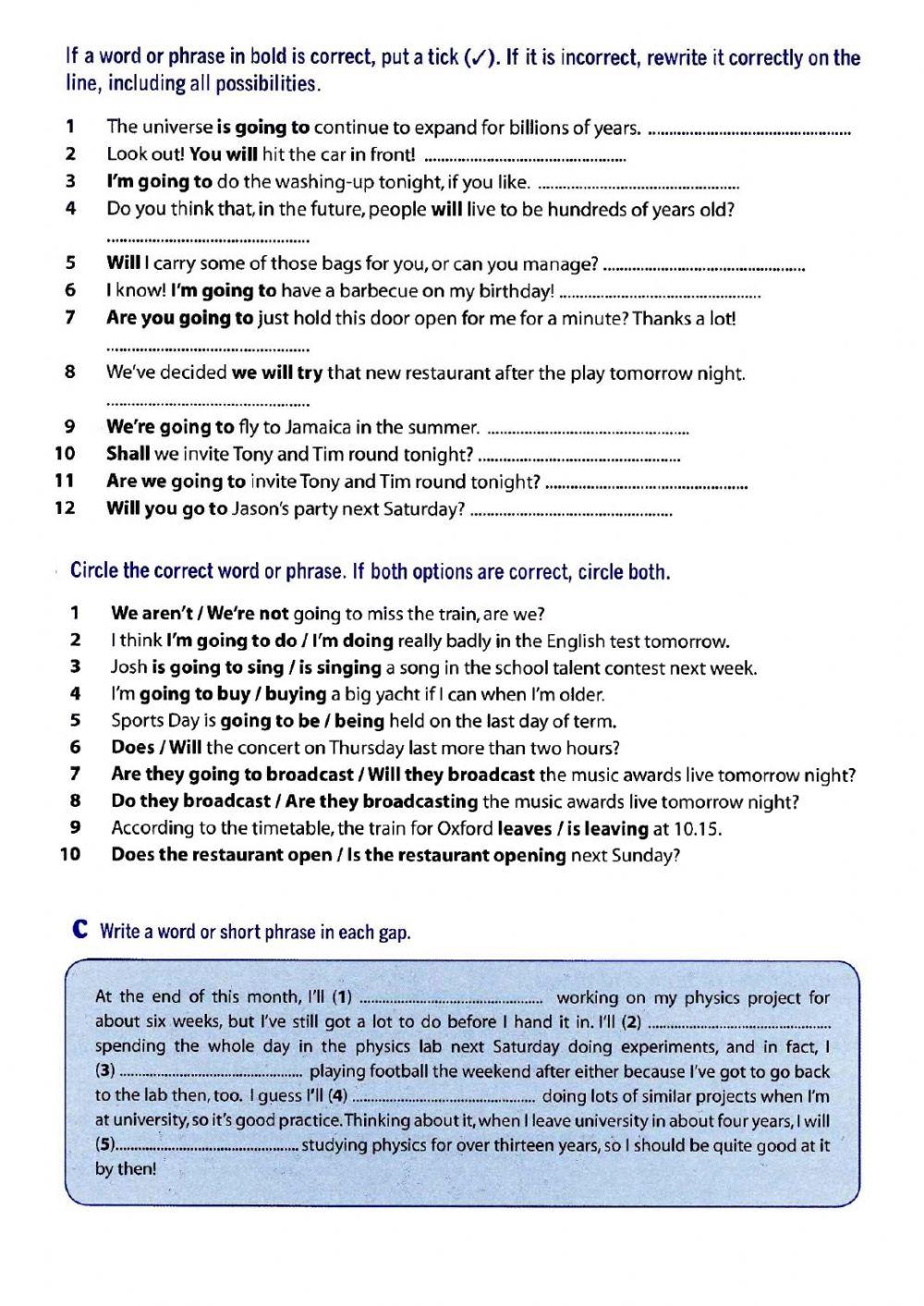D2 Future Tenses online exercise for | Live Worksheets