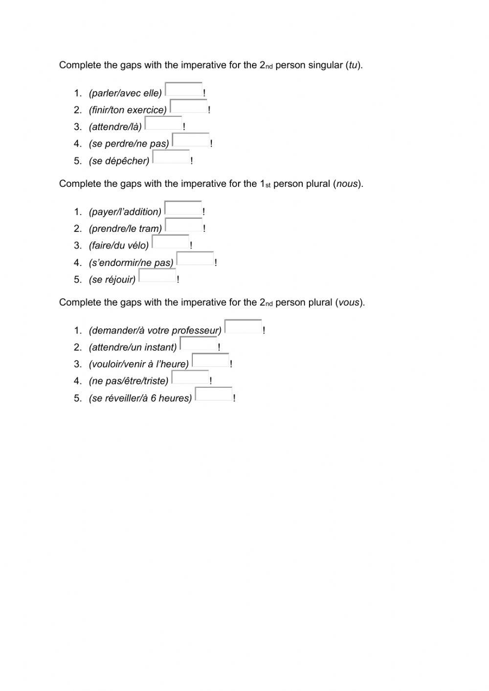L'imperatif online exercise for | Live Worksheets
