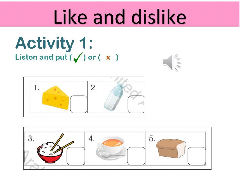 Like and dislike | Free Interactive Worksheets | 617840