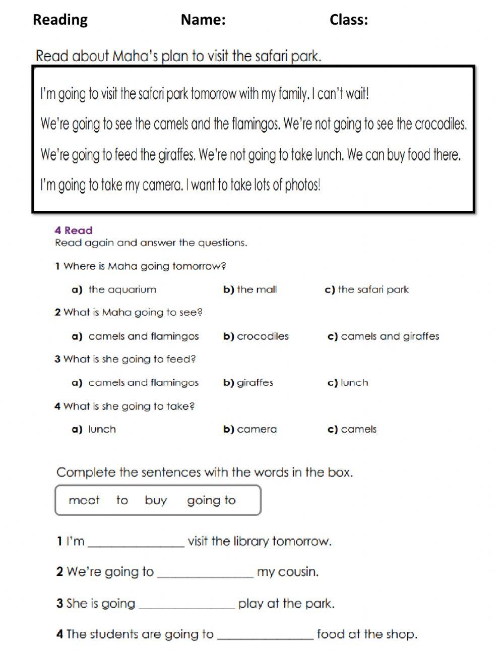 Going to readin… | Free Interactive Worksheets | 618570