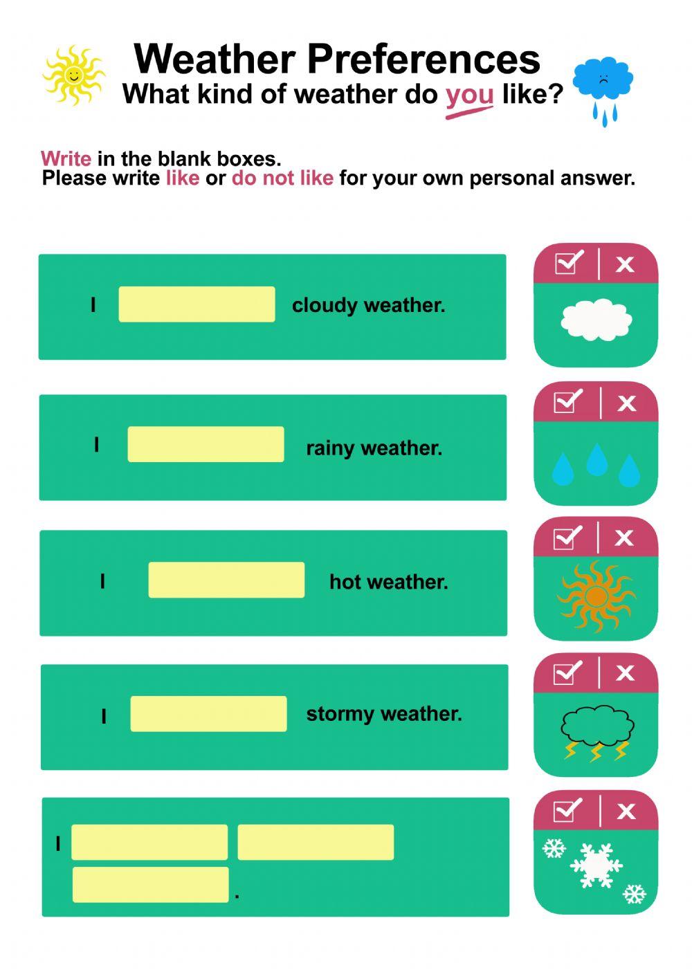 Weather Preferences 618584 | TomBryce | Live Worksheets