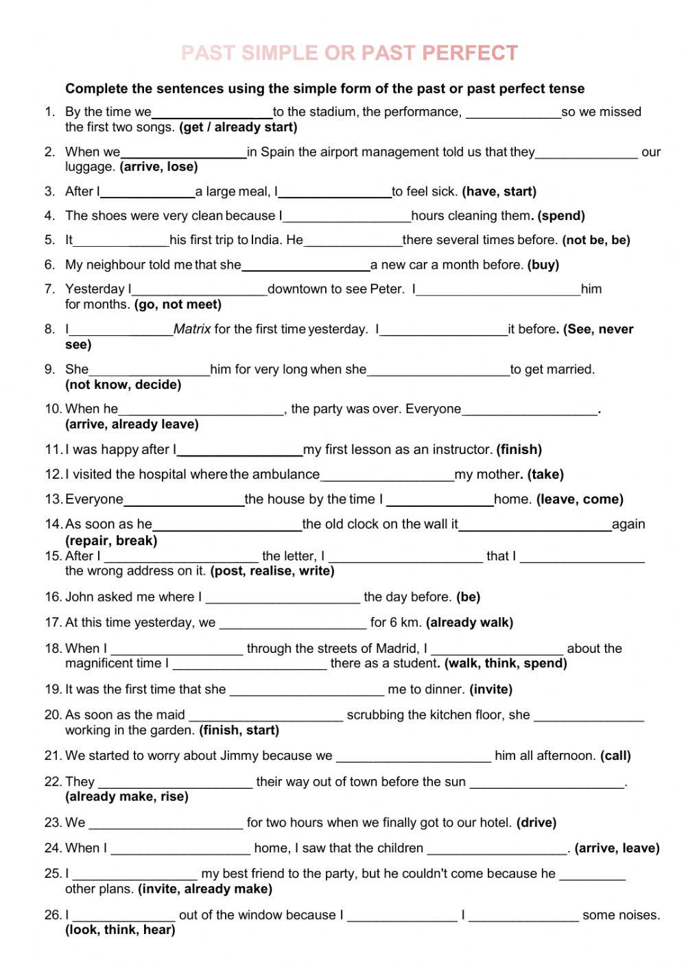 Past simple or past perfect 619410 | Unique | Live