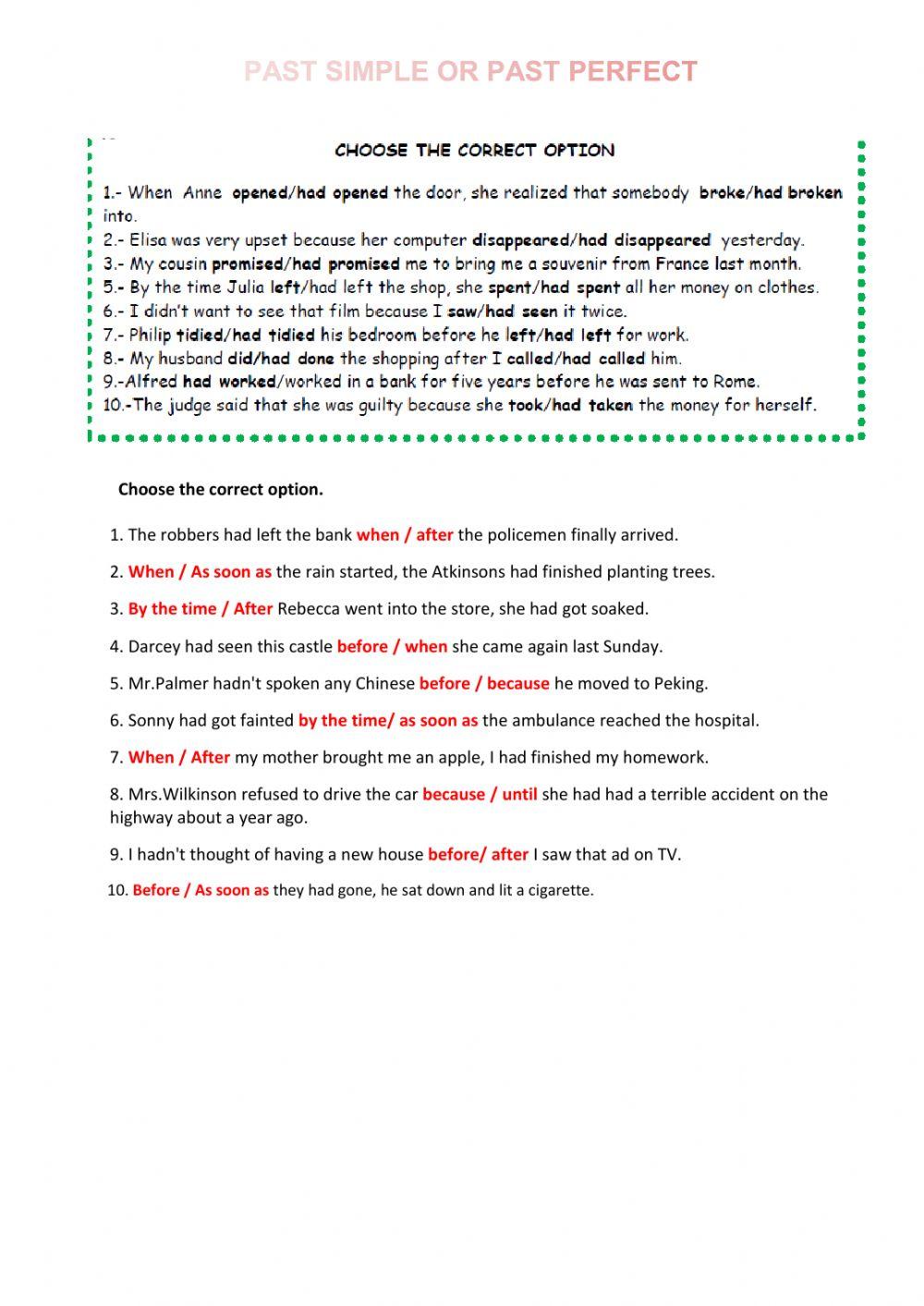 Past simple or past perfect 619410 | Unique | Live