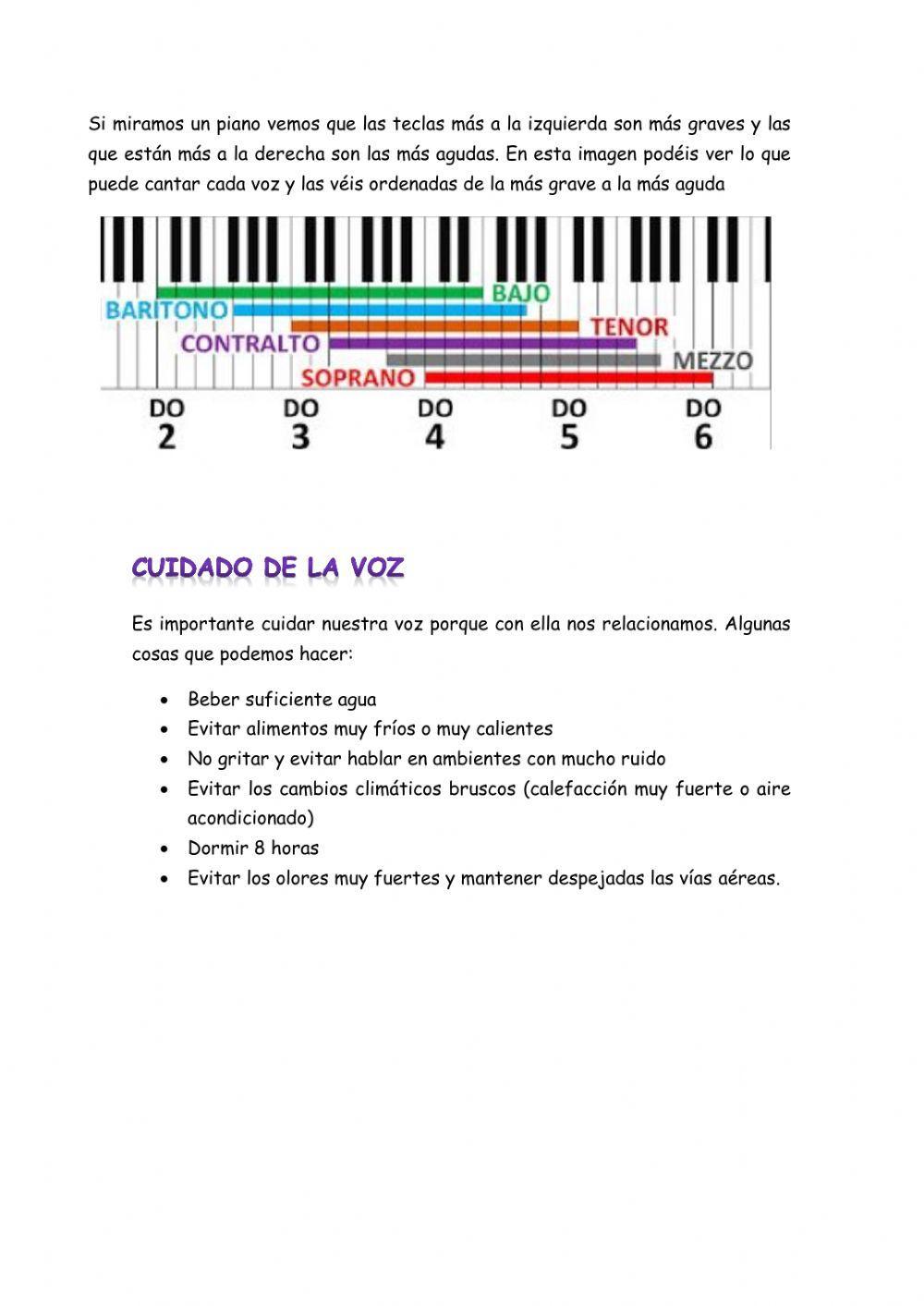 La voz, tipos d… | Free Interactive Worksheets | 618798