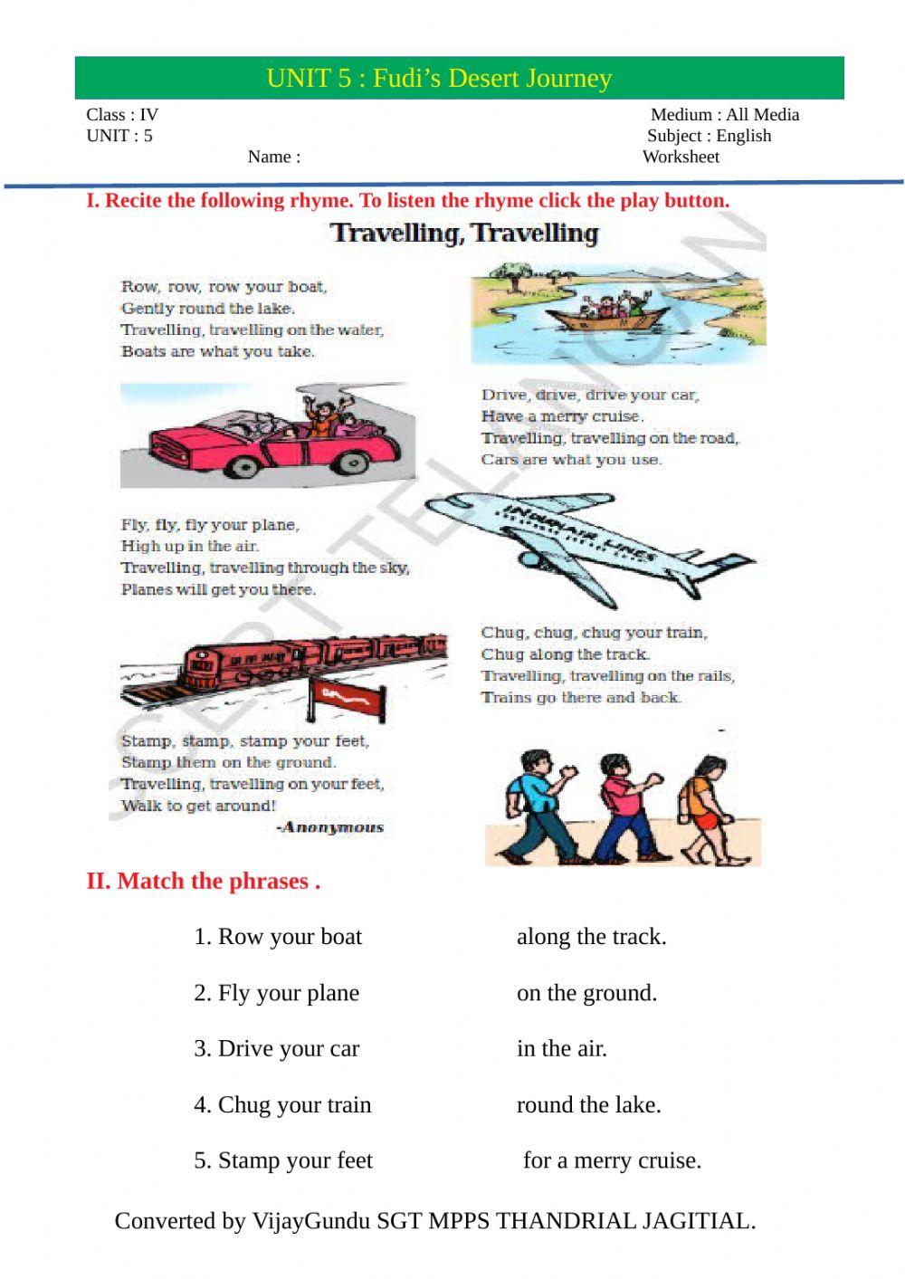 4th eng Fudi B reading 1 by VijayGundu worksheet | Live Worksheets