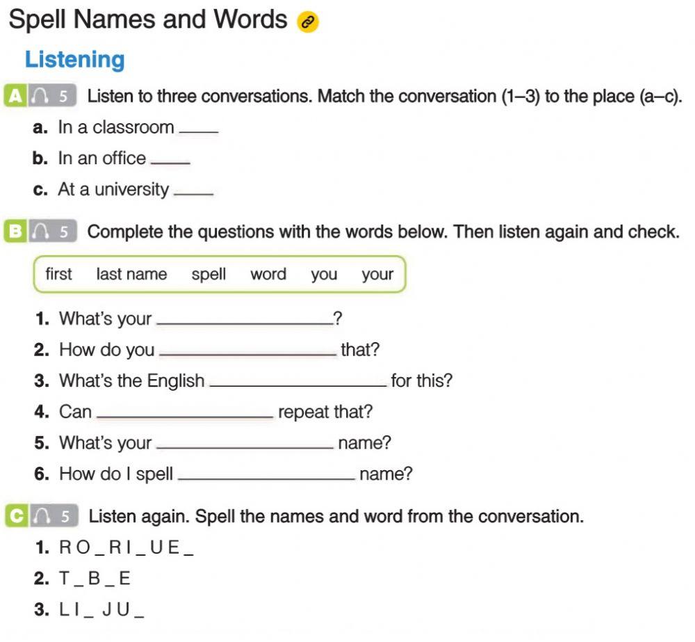 1B SPELL NAMES AND WORDS | RPAQUITA | Live Worksheets