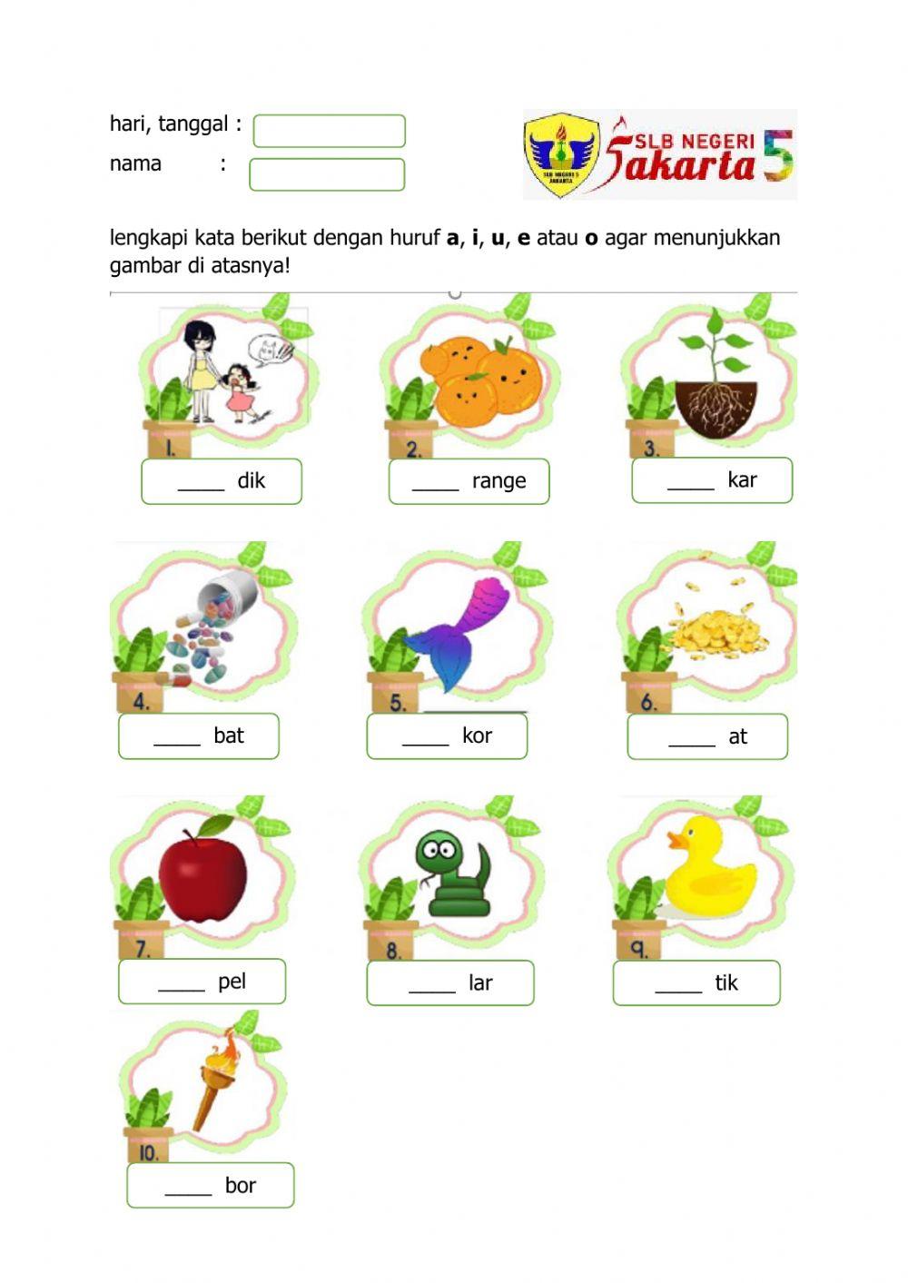 Melengkapi kata | Free Interactive Worksheets | 619201