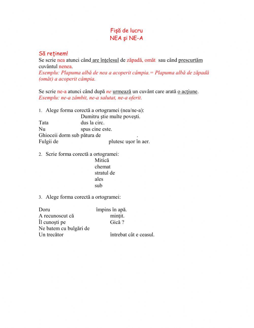 Nea-Ne-a | Free Interactive Worksheets | 619249