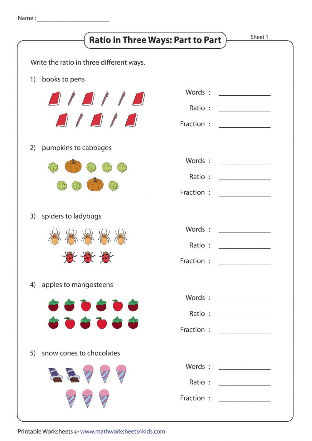 Ratio 3 ways 4593702 | Rachel Babelay | Live Worksheets