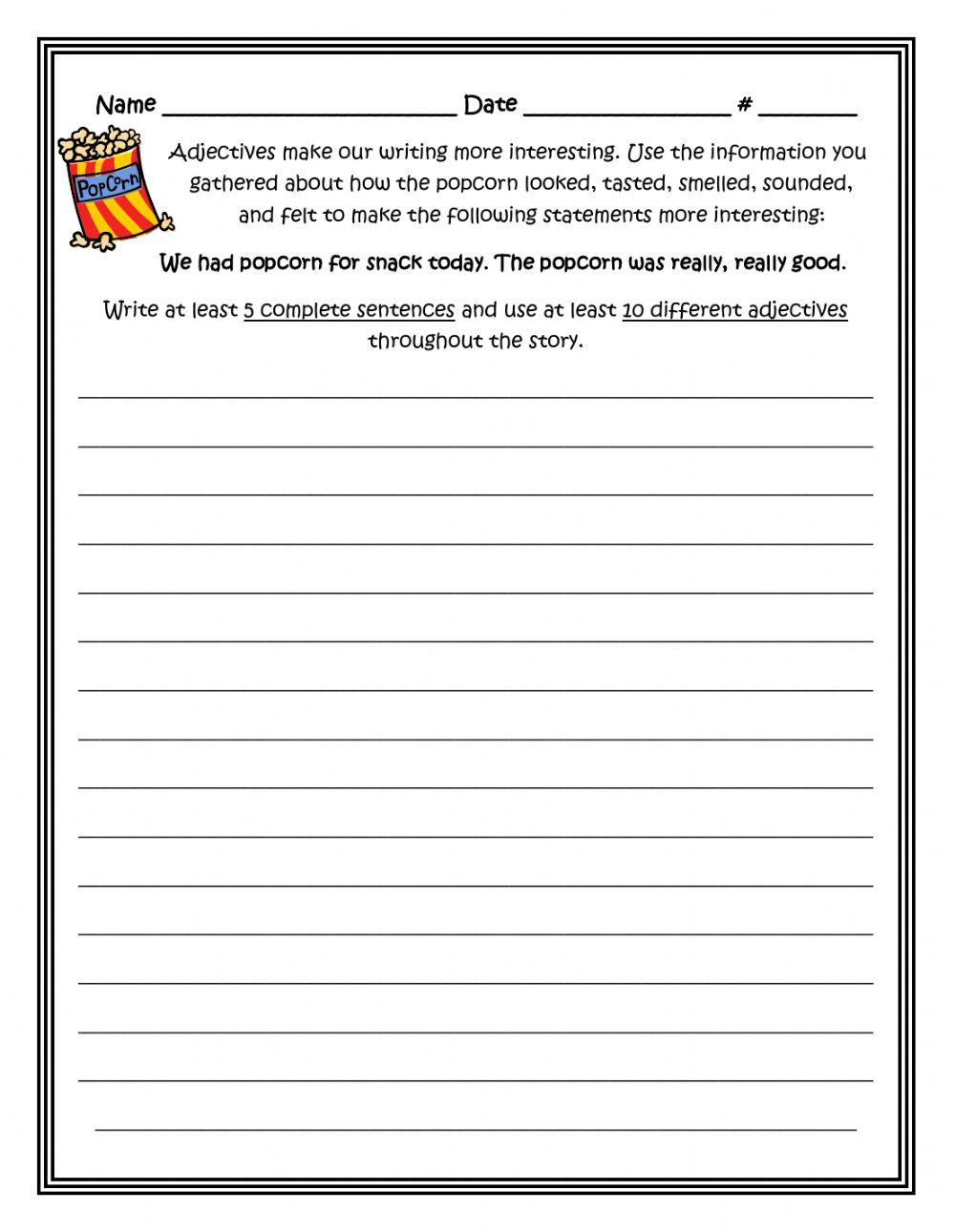 Popcorn adjectives online exercise for | Live Worksheets