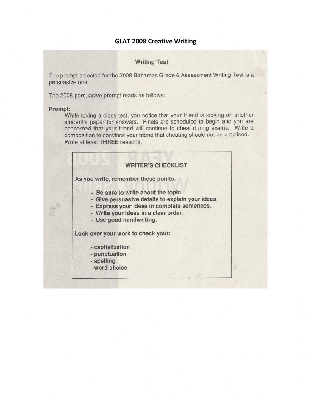 GLAT 2008 Creat… | Free Interactive Worksheets | 6348730