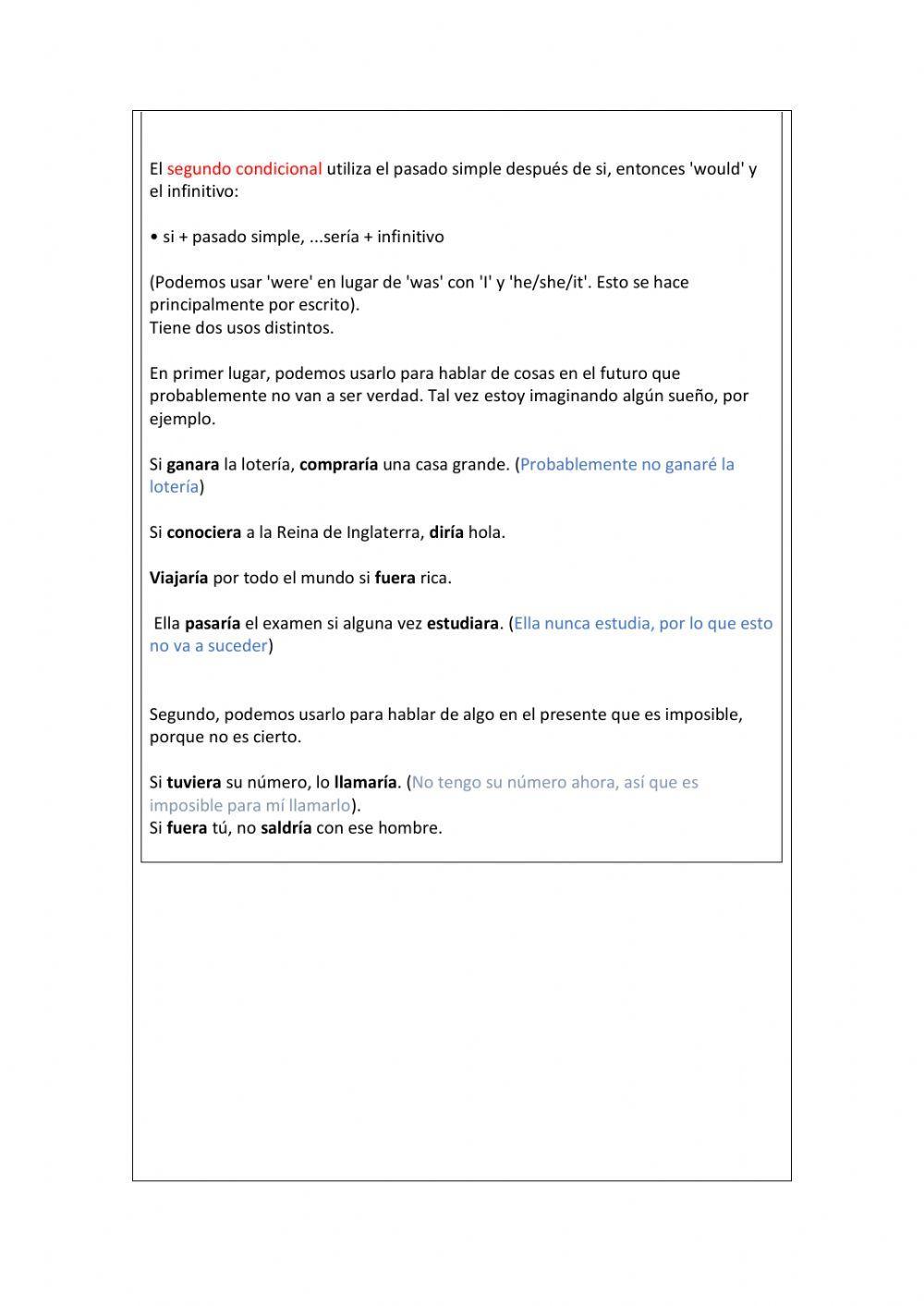 Segundo condicional online worksheet | Live Worksheets