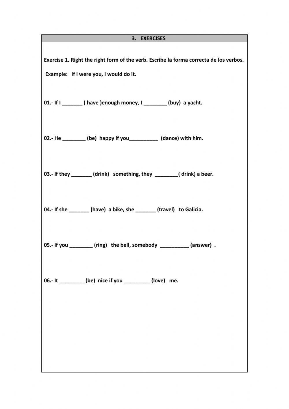 Segundo condicional online worksheet | Live Worksheets