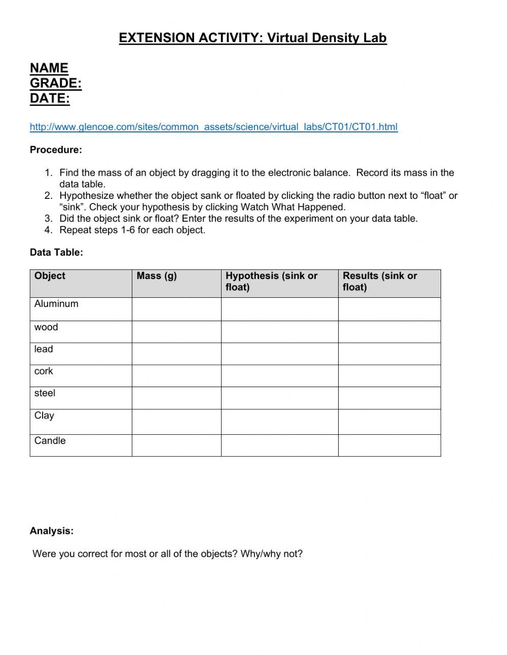 Density Lab Worksheet Live Worksheets density-lab-worksheet-live-worksheets