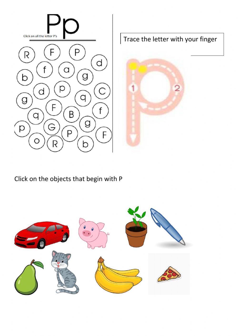 Letter P exercise for eyfs | Live Worksheets