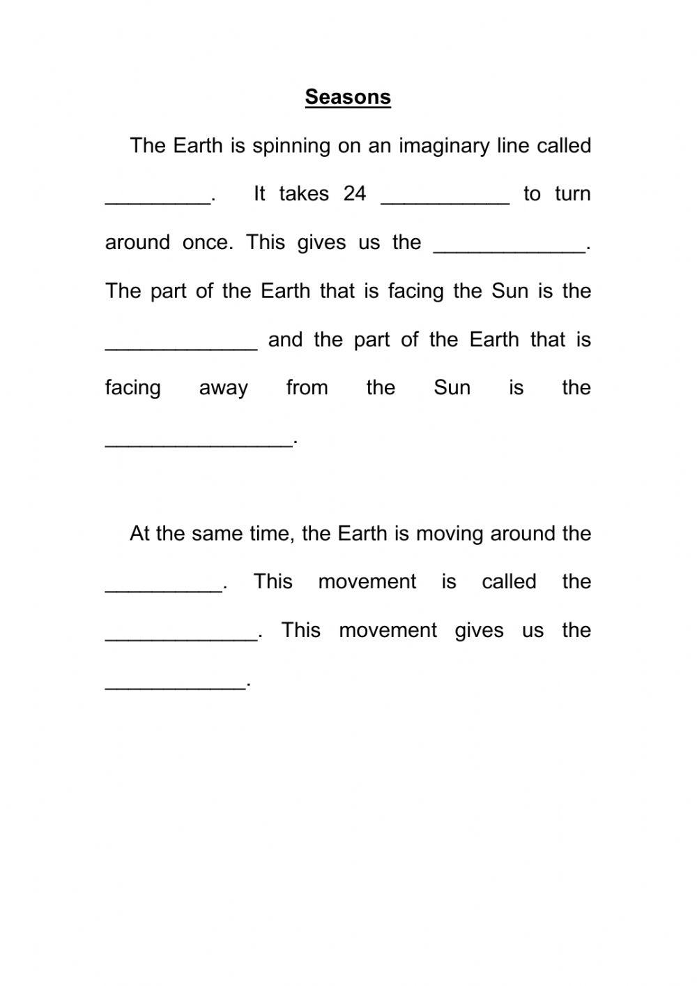 How seasons change 4595374 | Blessy Joy | LiveWorksheets