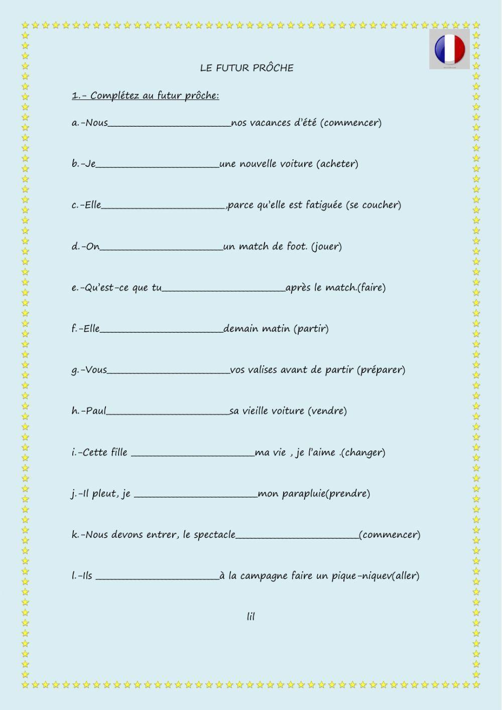 Le futur pròche | Free Interactive Worksheets | 620691