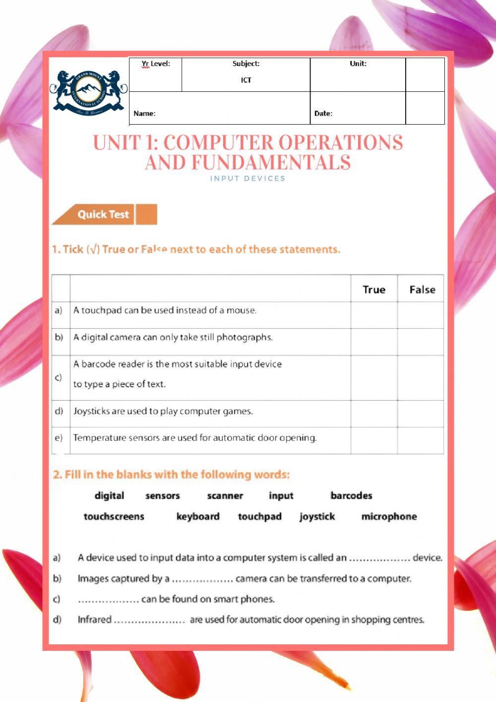 Computer Operat… | Free Interactive Worksheets | 621812
