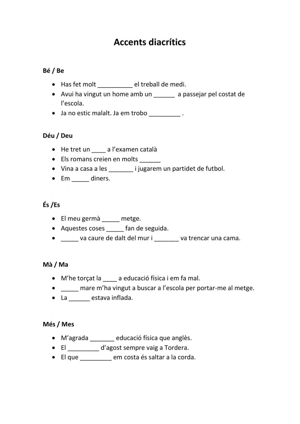 Supertrupe | Accents diacrítics 4597313 | LiveWorksheets
