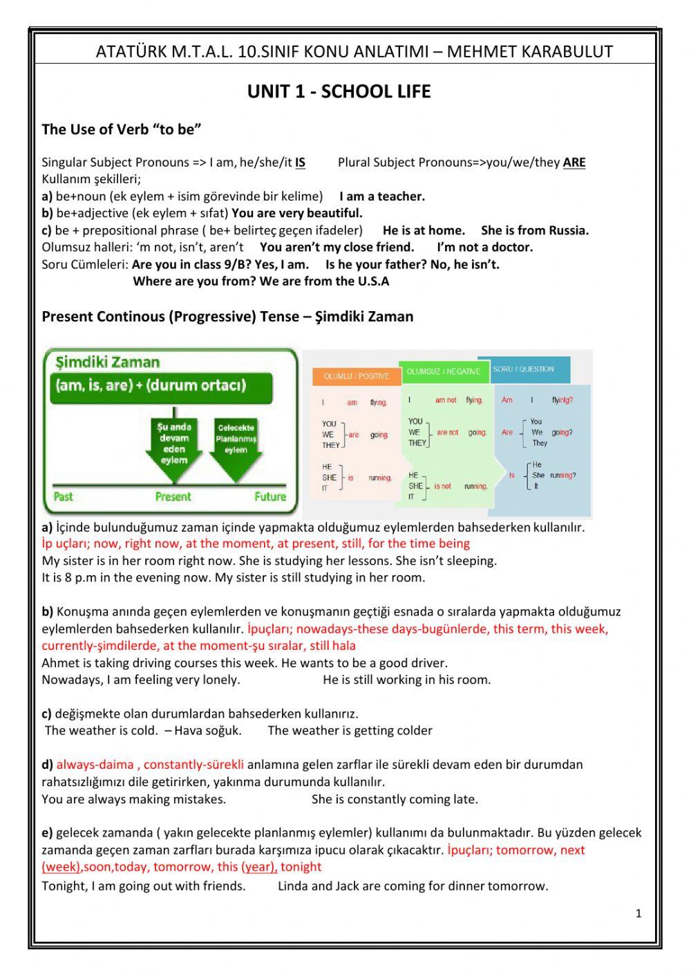 10th Grade Theme 1 Grammar 622312 | mkarabulut42 | Live