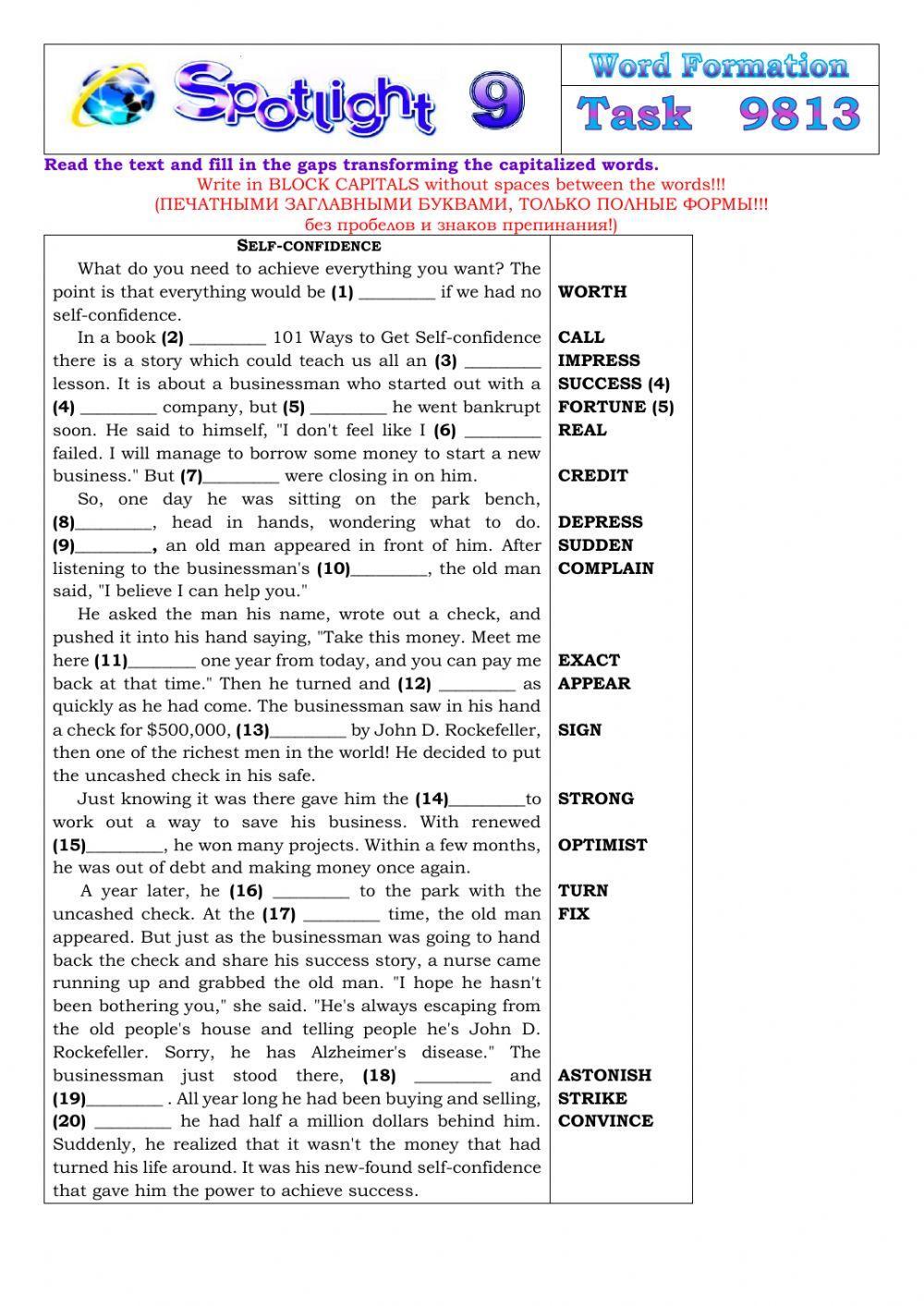 Spotlight 9 Task 9813 worksheet | Live Worksheets