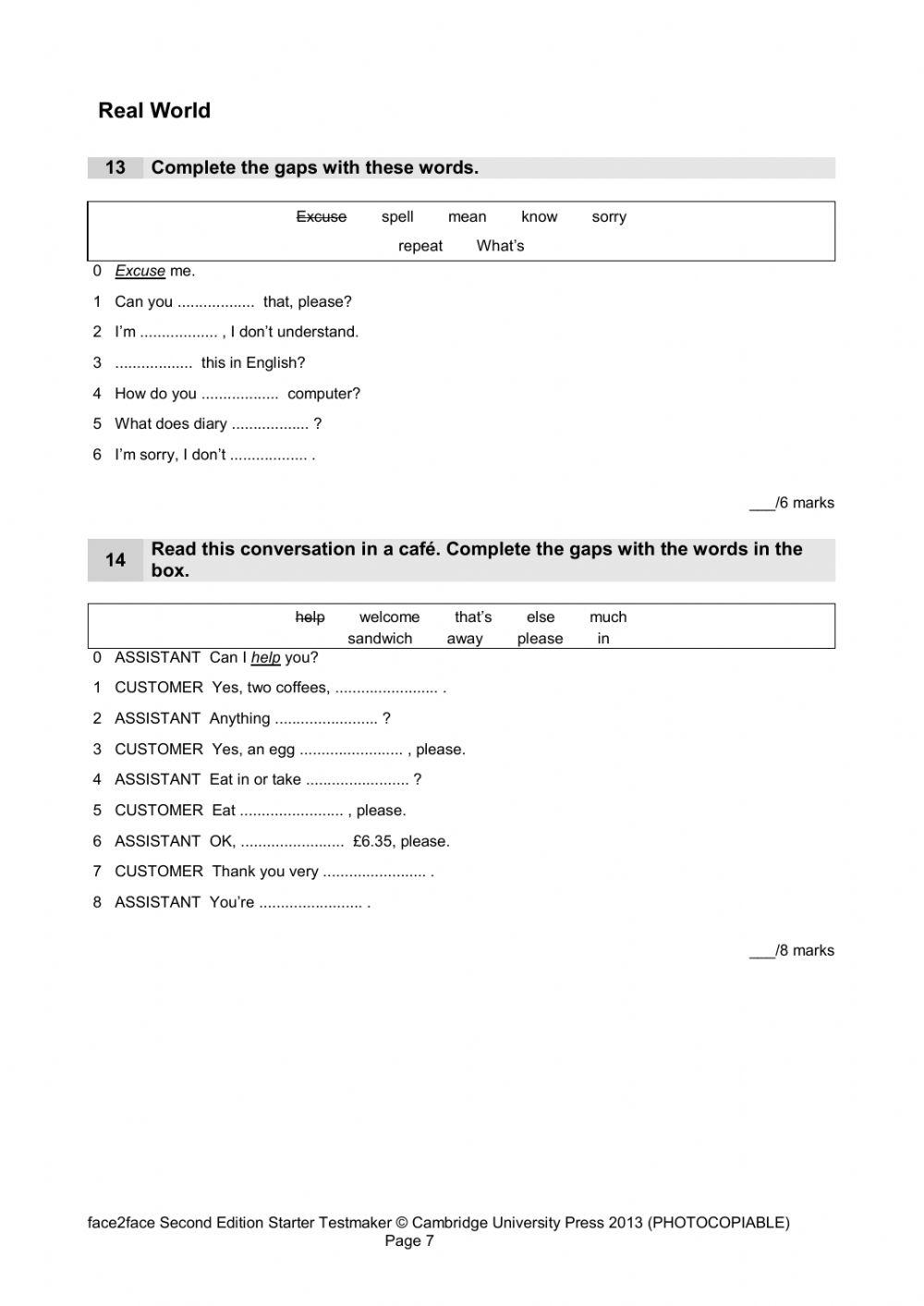 Starter 1 Final… | Free Interactive Worksheets | 6350704