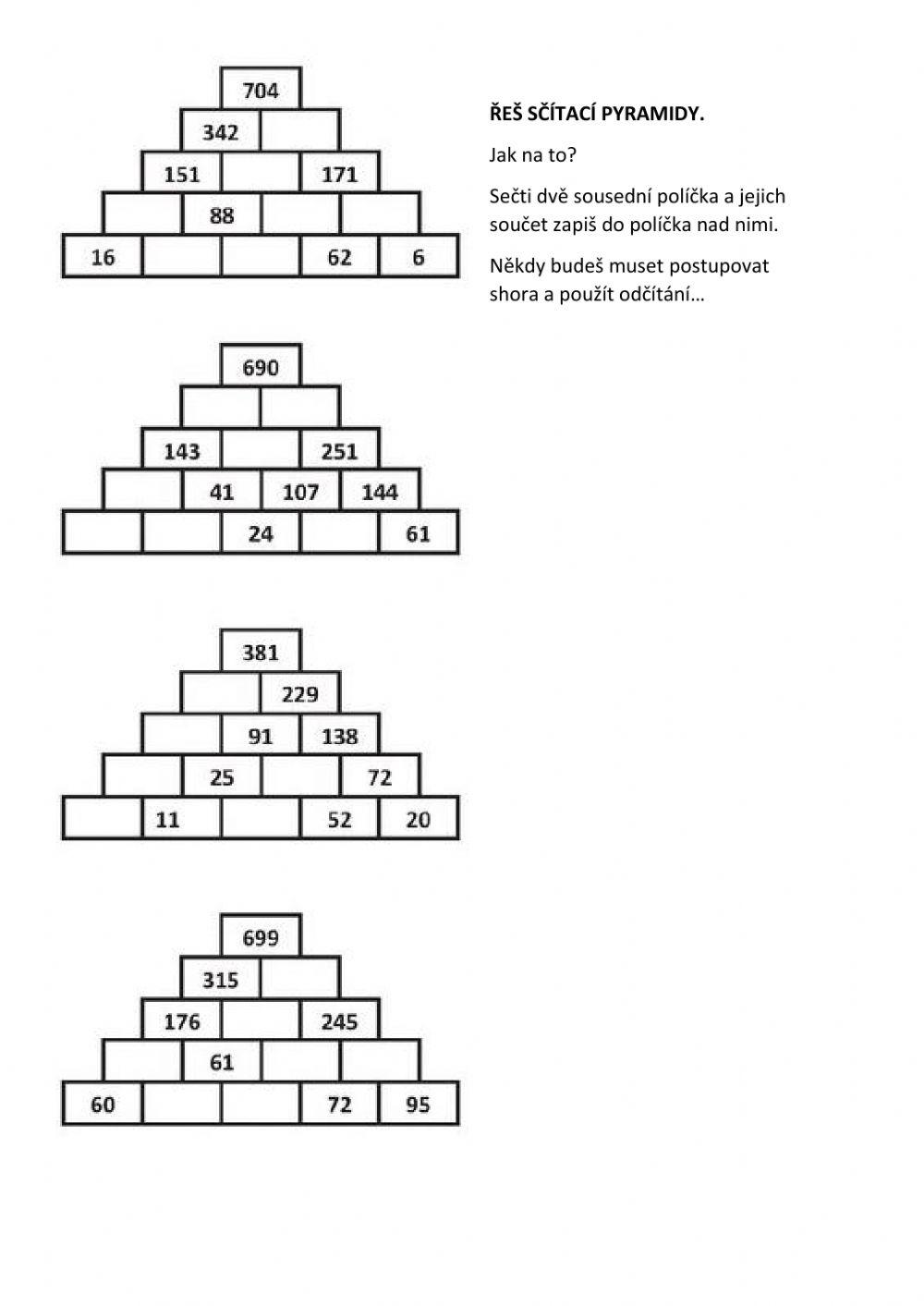 Sčítací pyramid… | Free Interactive Worksheets | 622585