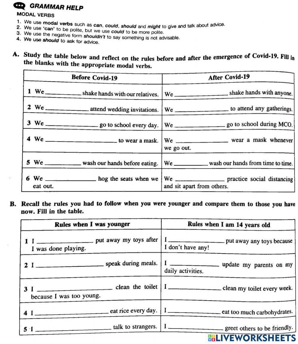 atheerara | Grammar Exercise Form 2 (Modals) 3423042
