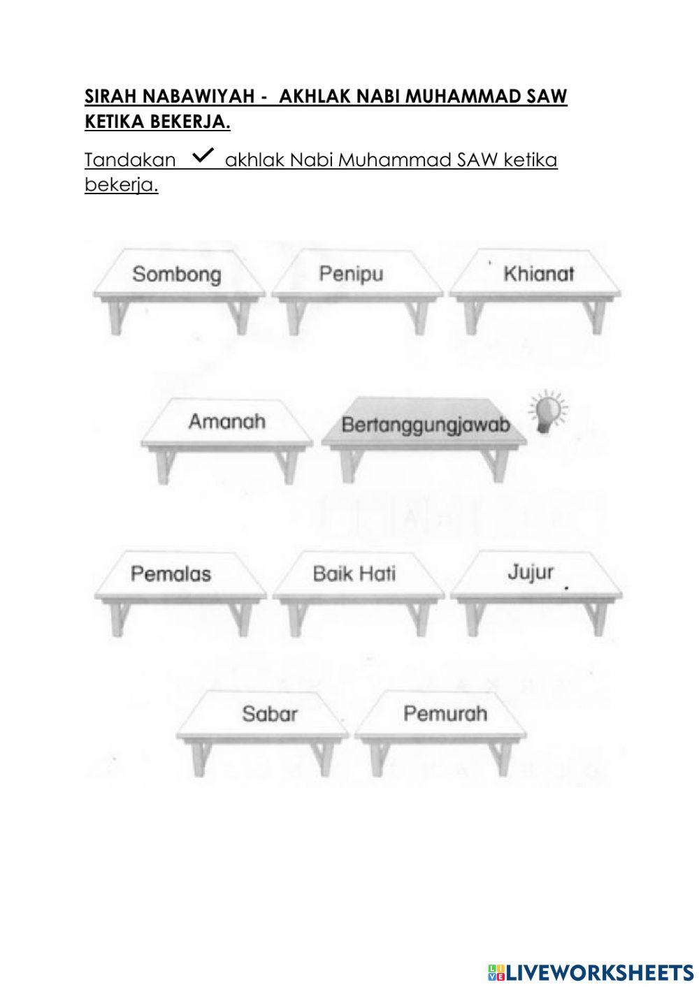 Akhlak Nabi Muhammad SAW | Live Worksheets