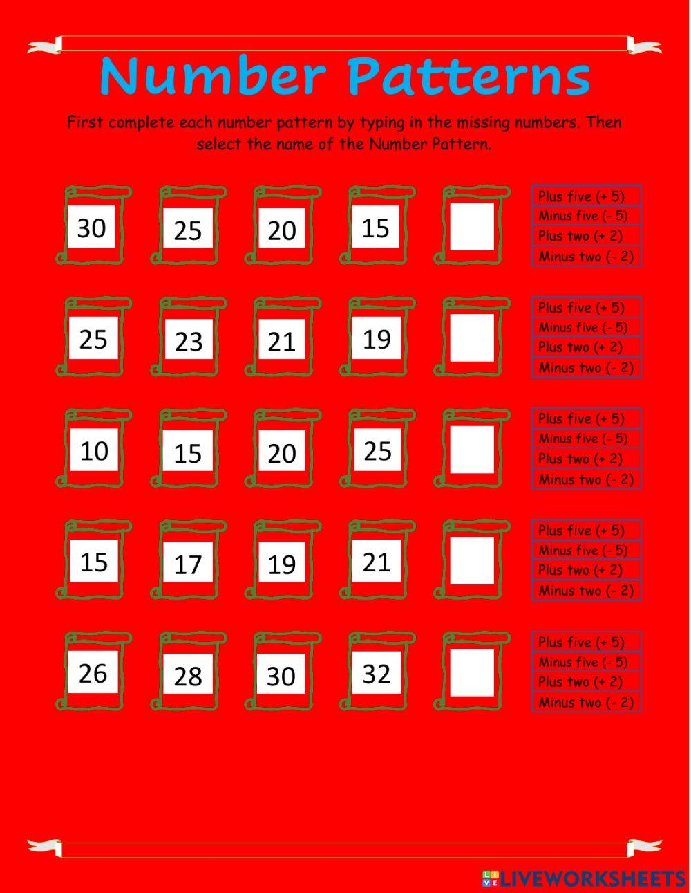 Number Patterns 4 Worksheet Live Worksheets number-patterns-4-worksheet-live-worksheets