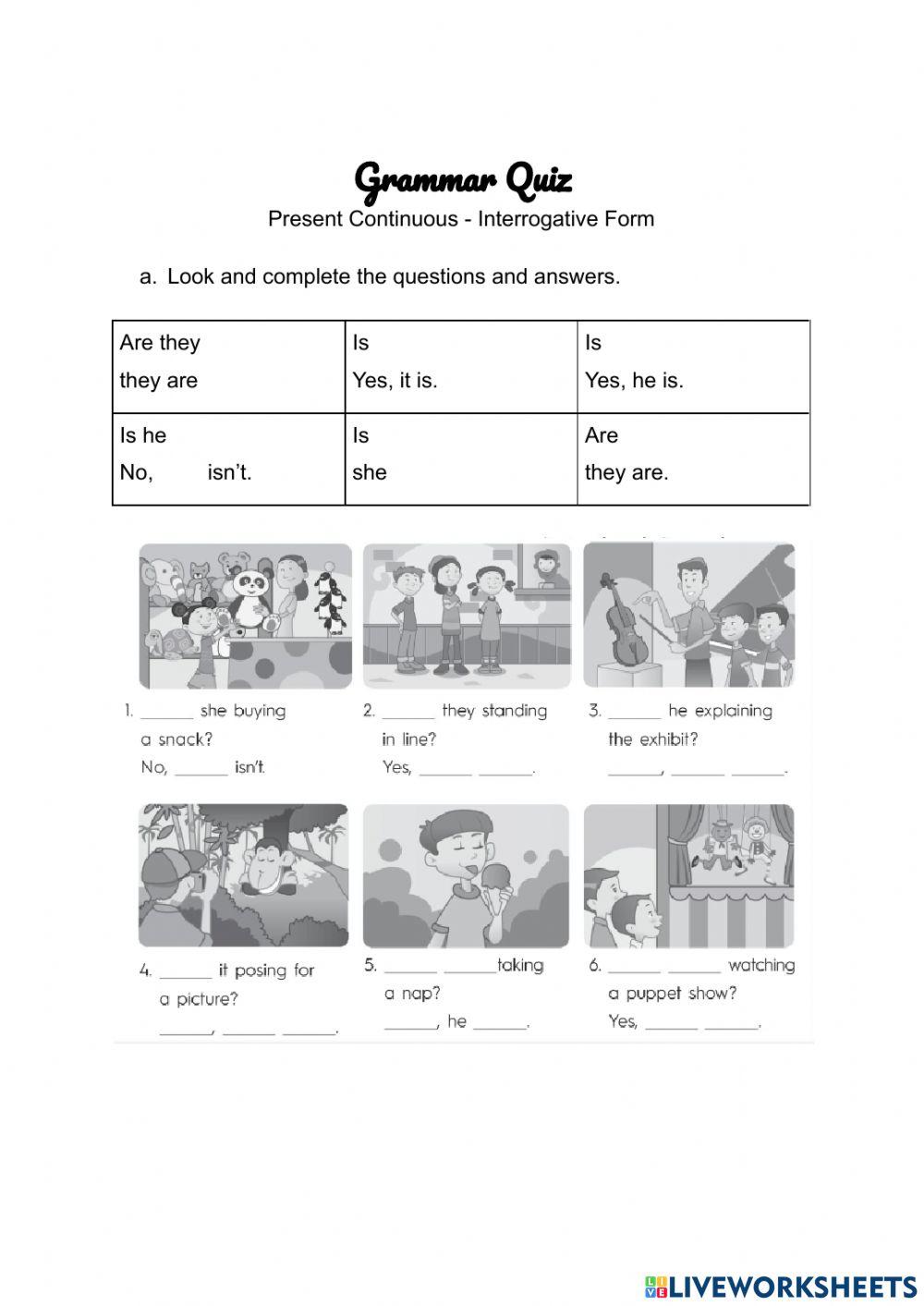 Present continu… | Free Interactive Worksheets | 1469181