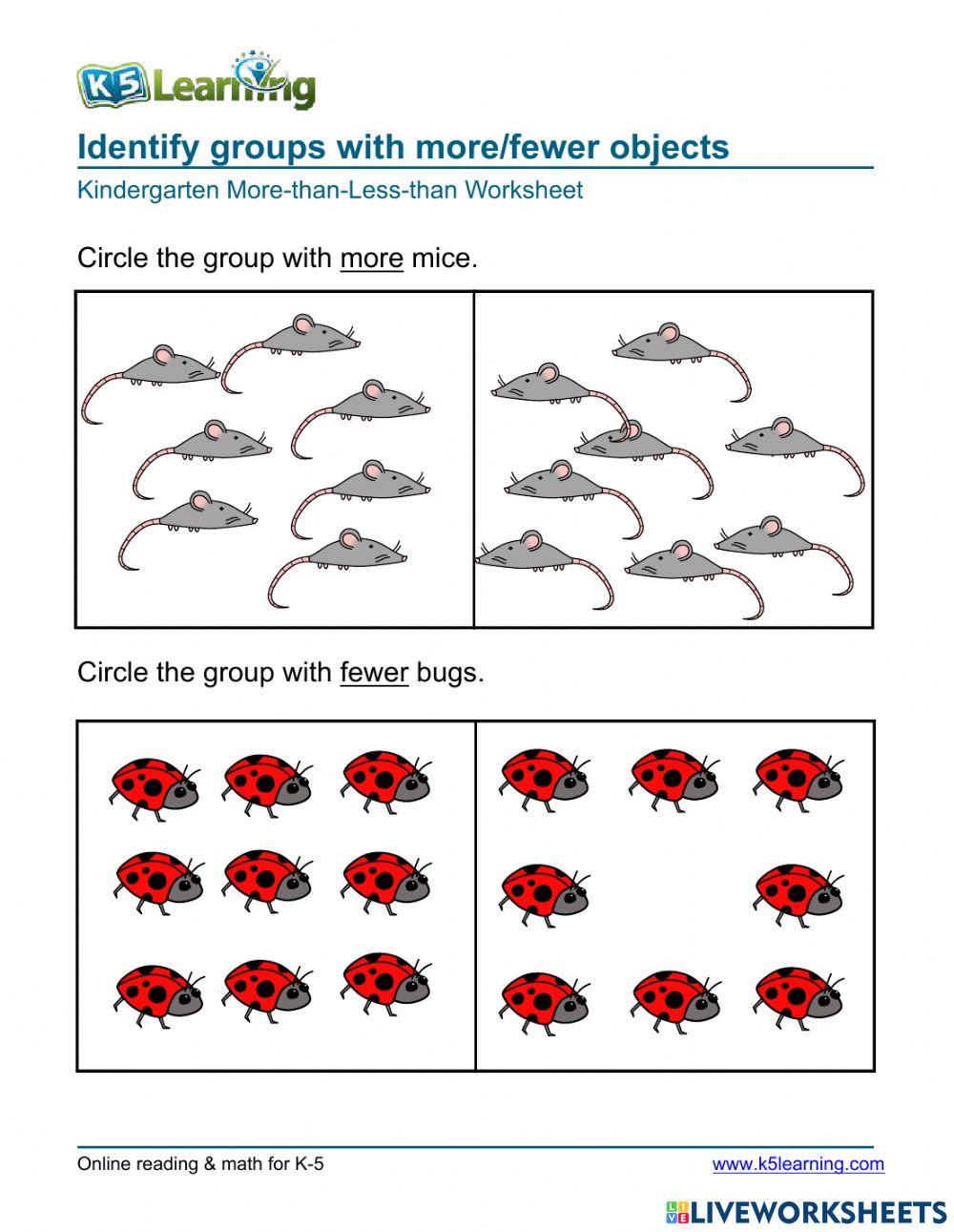 More-Fewer Comparisons online exercise for | Live Worksheets