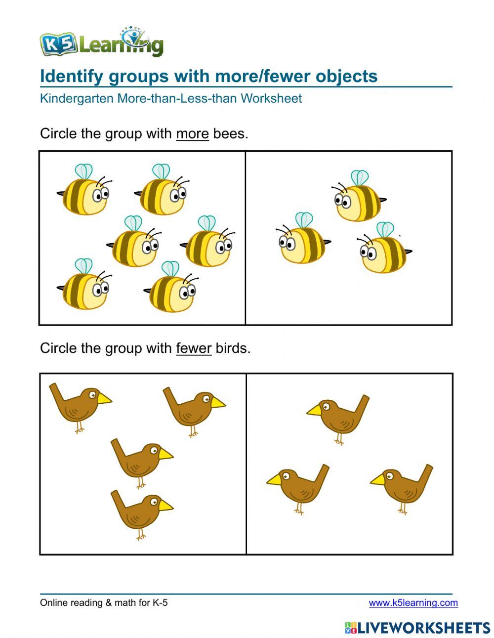 More-Fewer Comparisons online exercise for | Live Worksheets