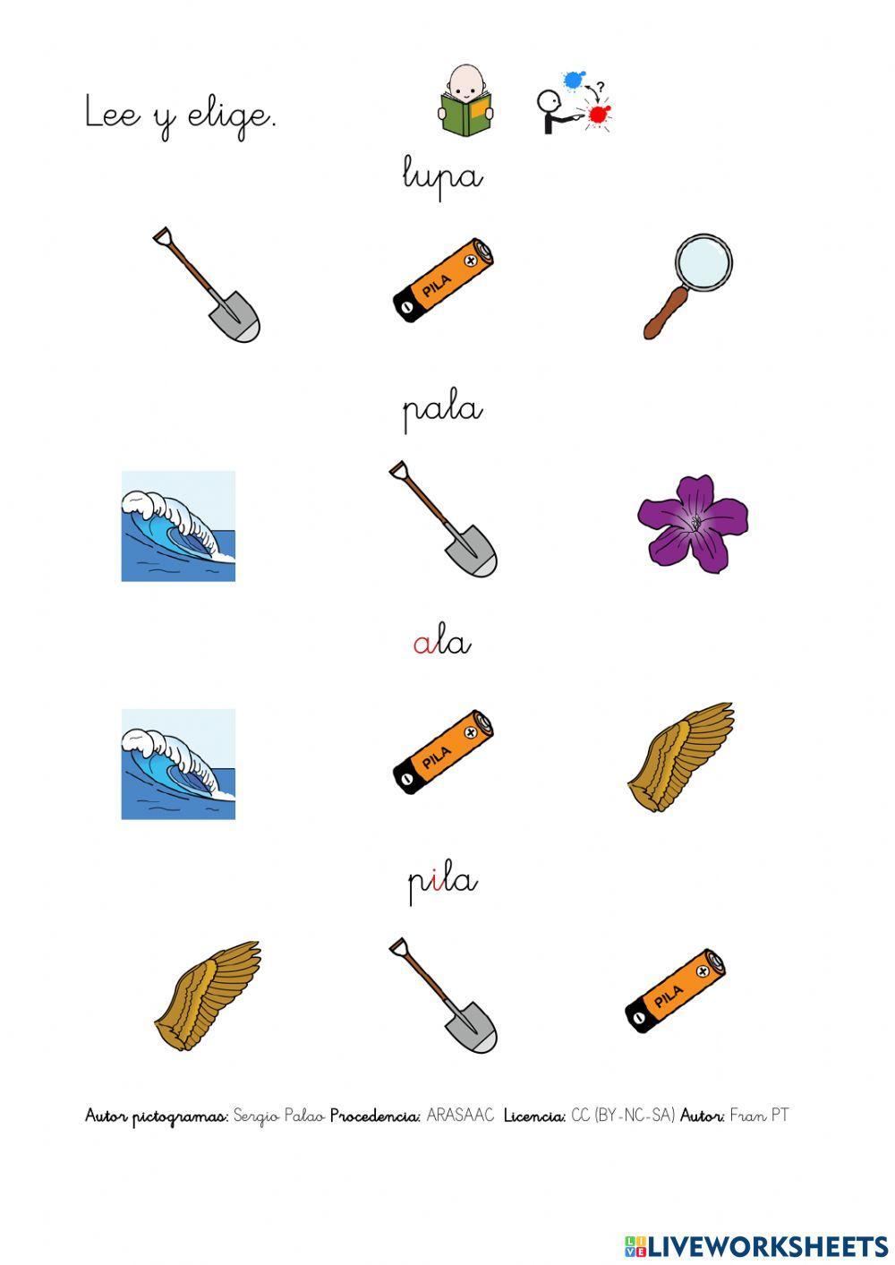 Leer palabras con l. worksheet | Live Worksheets