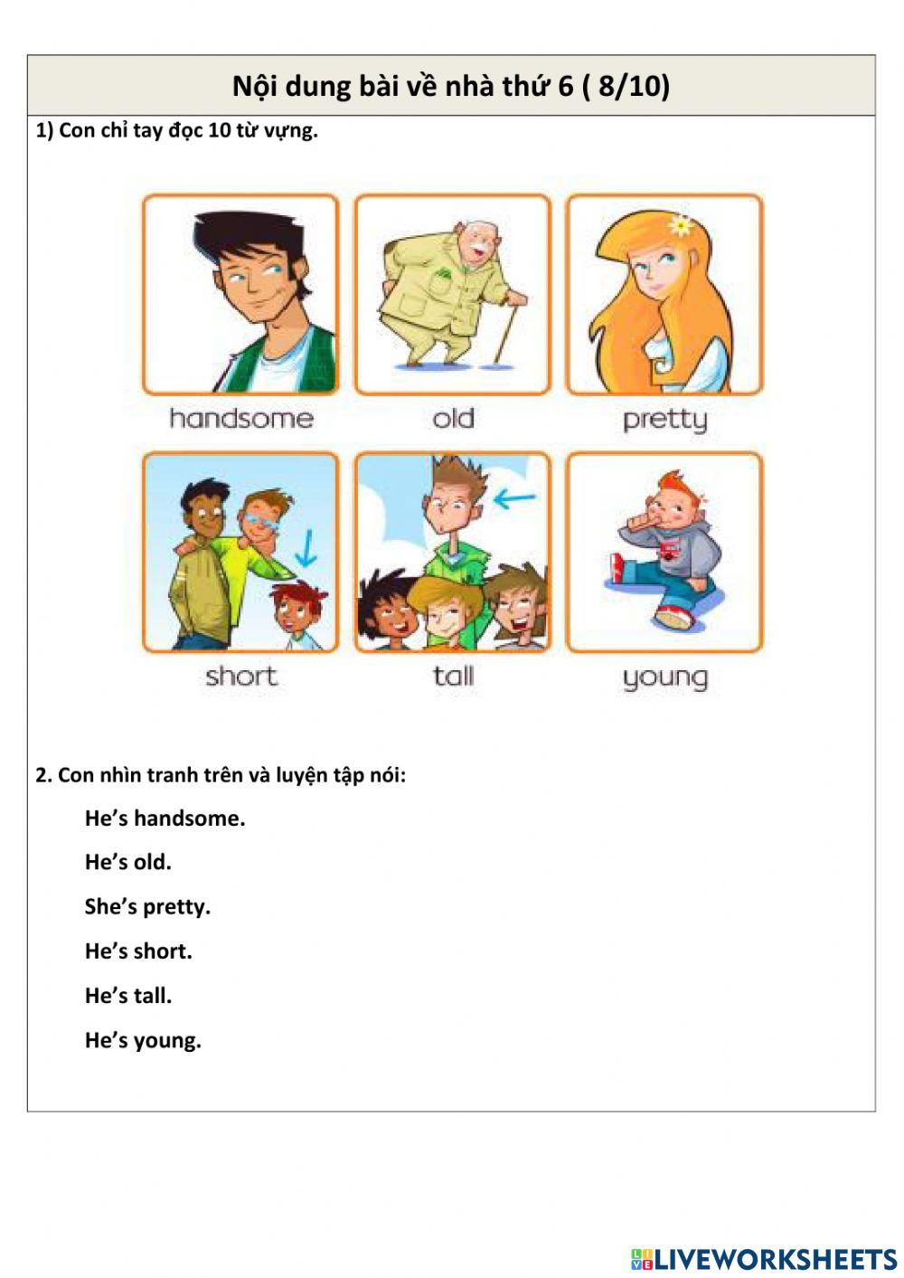 English online exercise for 1 | Live Worksheets