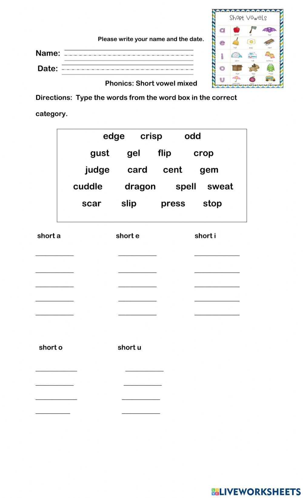 Phonics online exercise for 2 | Live Worksheets