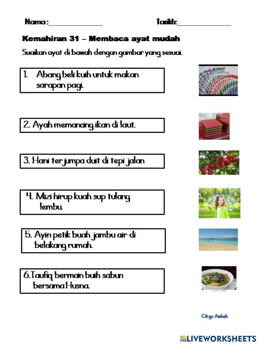 Vokal berganding activity for Tahun 1-3 | Live Worksheets