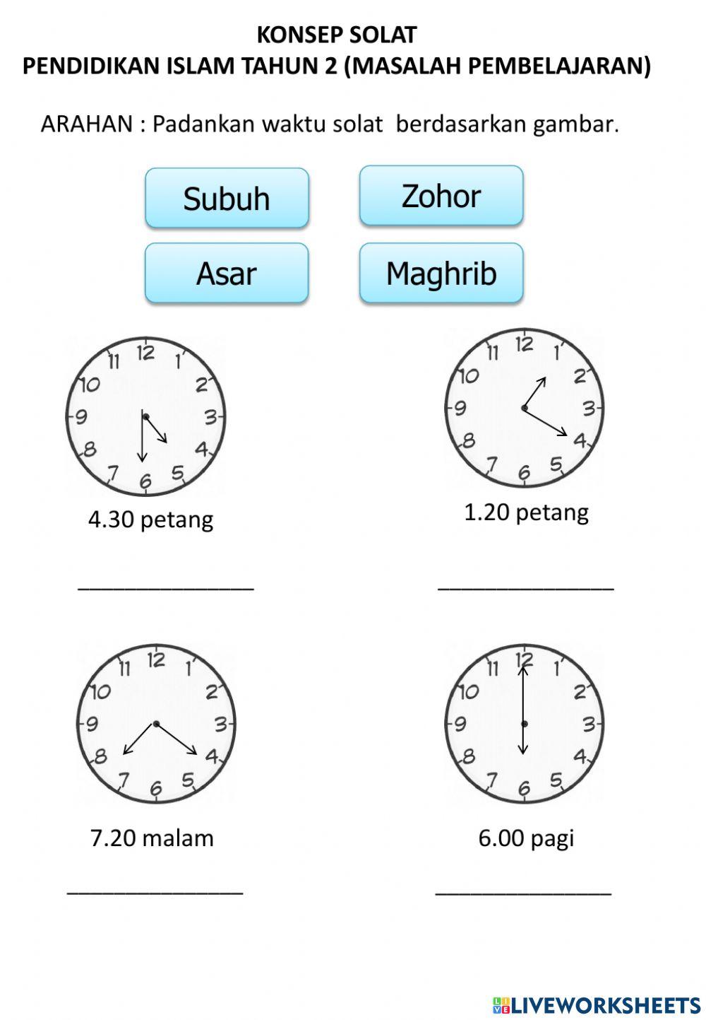 Konsep Solat worksheet | Live Worksheets