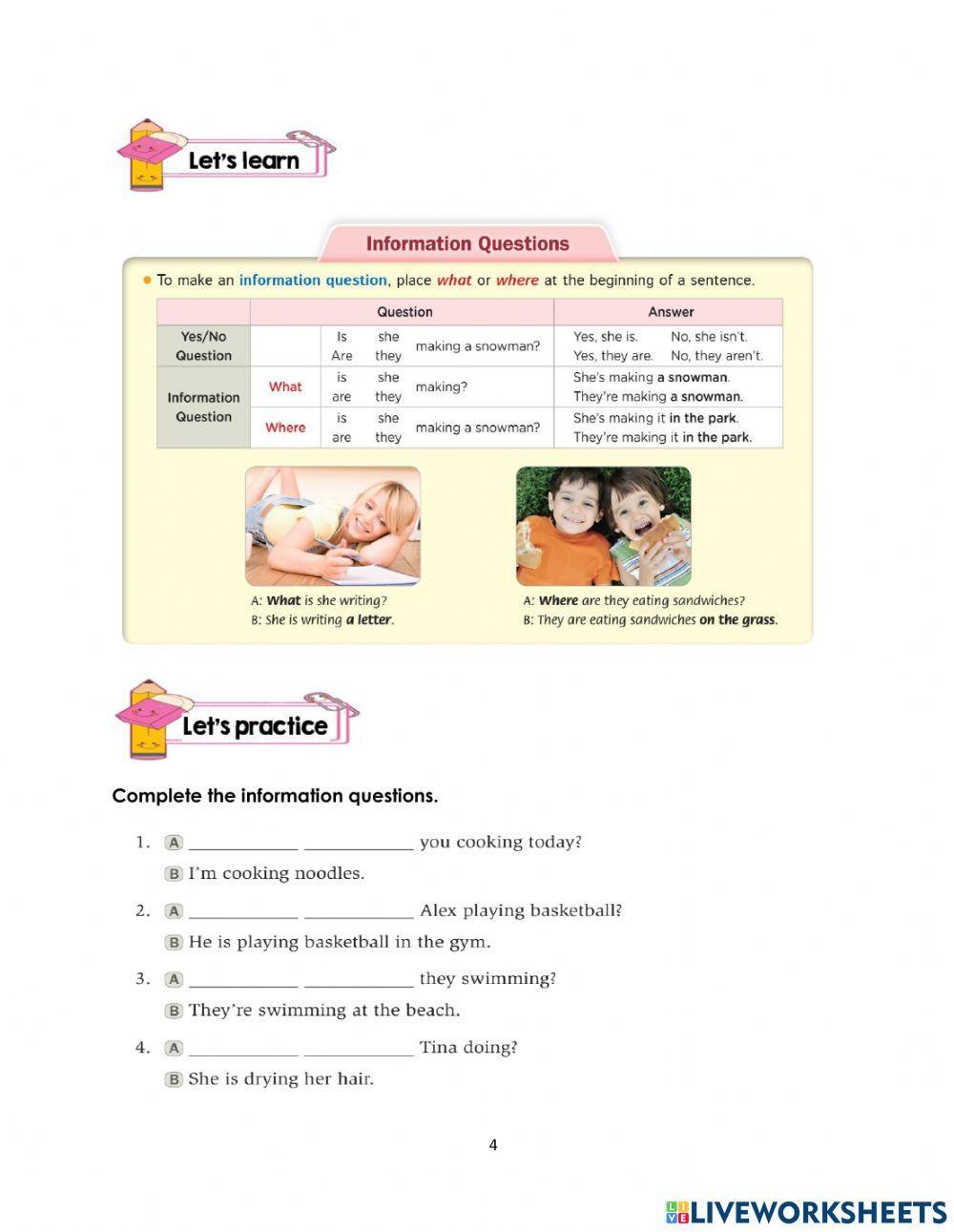 CGE3-U1-Present Continuos-WS2 worksheet | Live Worksheets