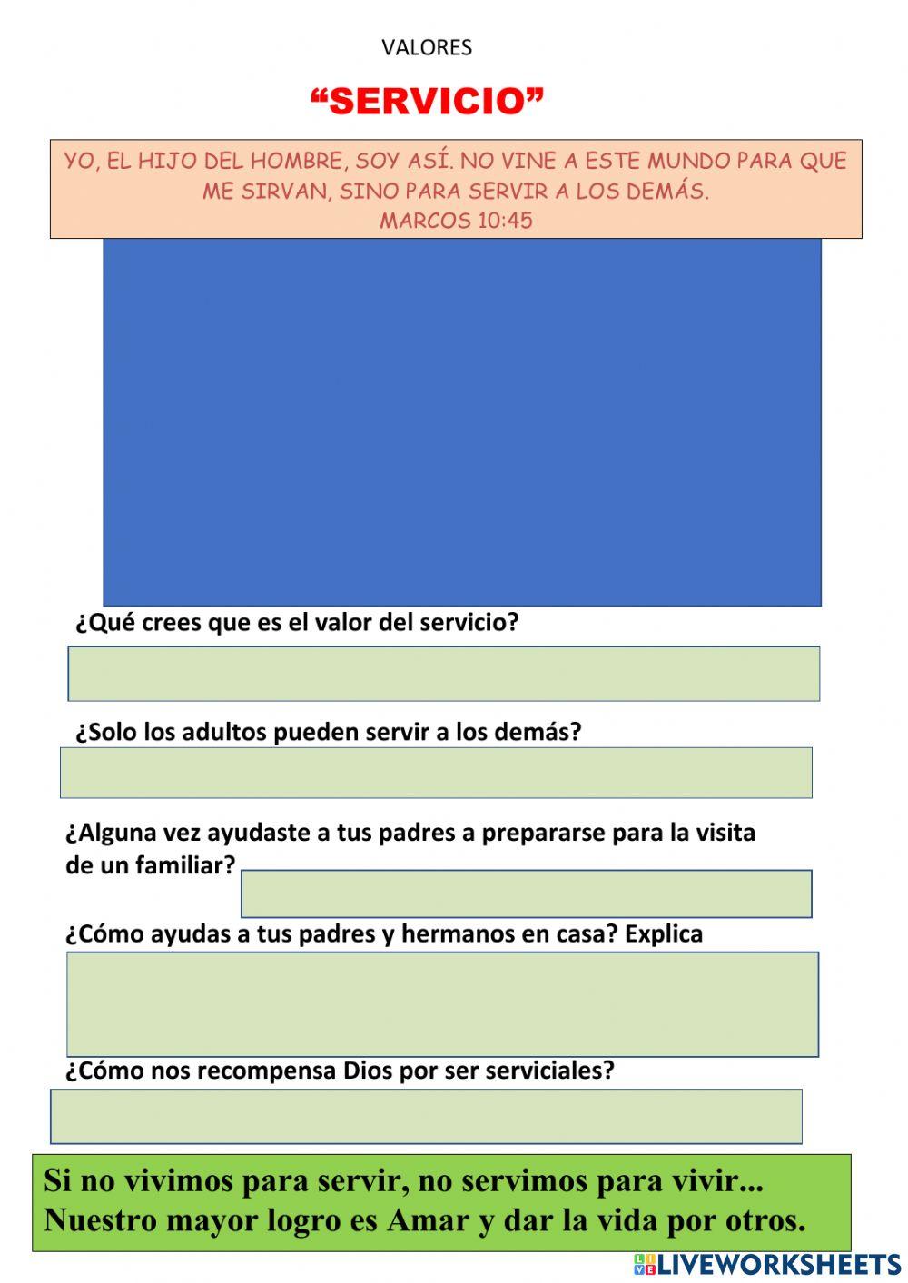El valor del servicio activity | Live Worksheets