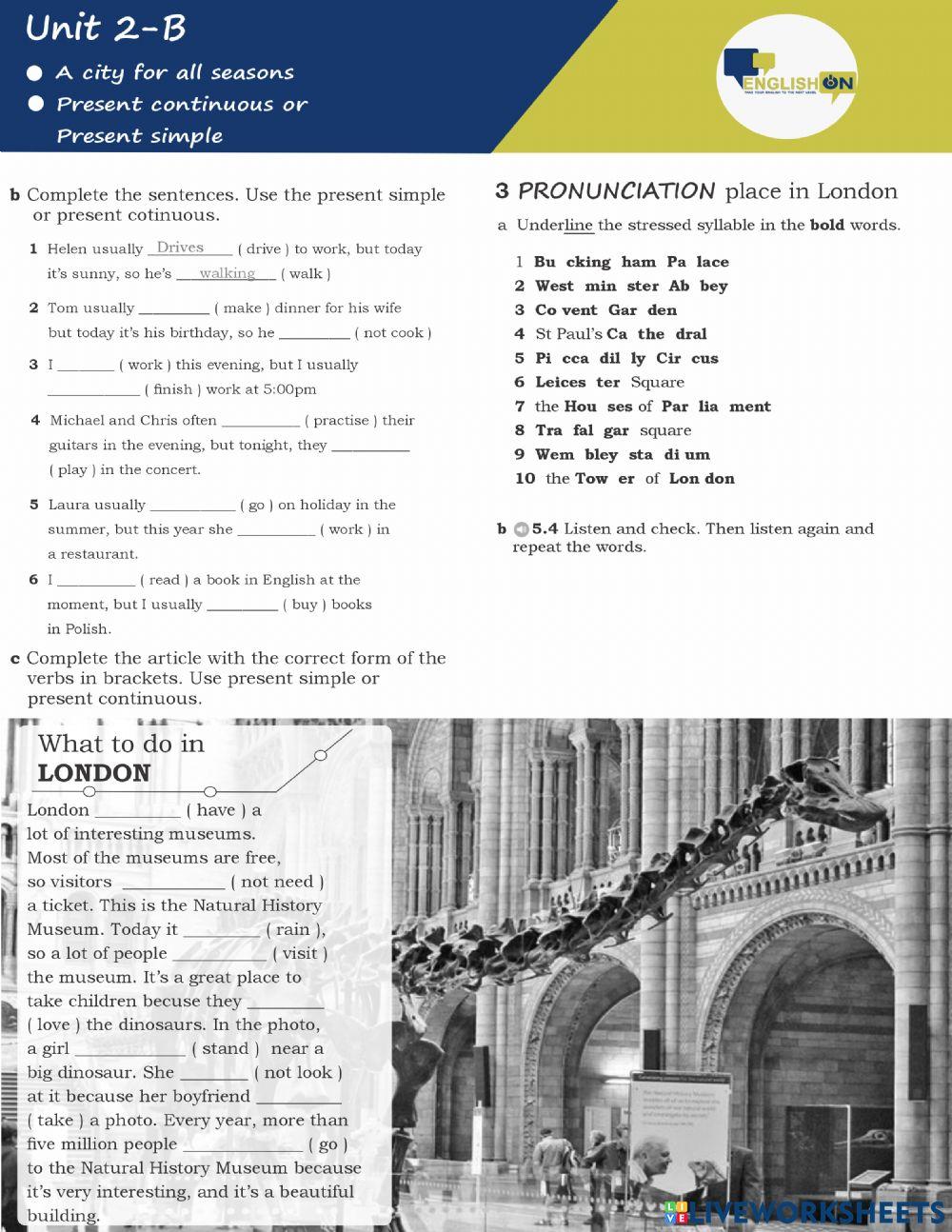 English On Unit 2B ( 1 & 2 ) interactive worksheet | Live Worksheets