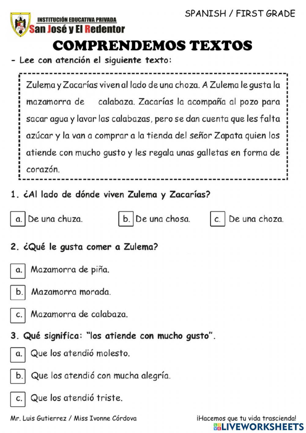Comprension De Lectura Online Exercise For 5to Live Worksheets – Bonus Modu Comprension De Lectura Online Exercise For 5to Live Worksheets – Bonus Modu