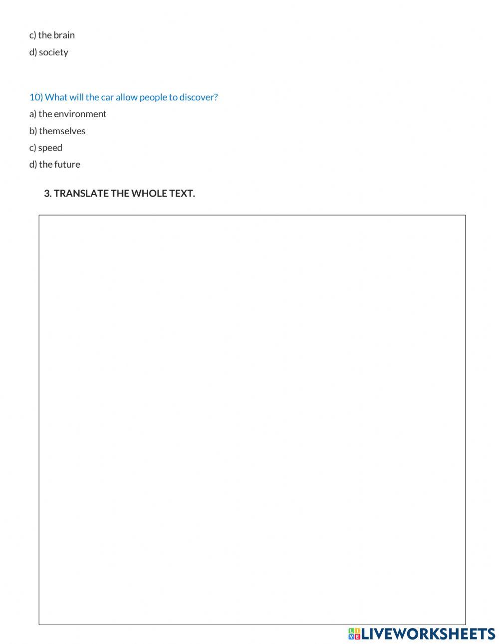 Mind control car | Free Interactive Worksheets | 2142585