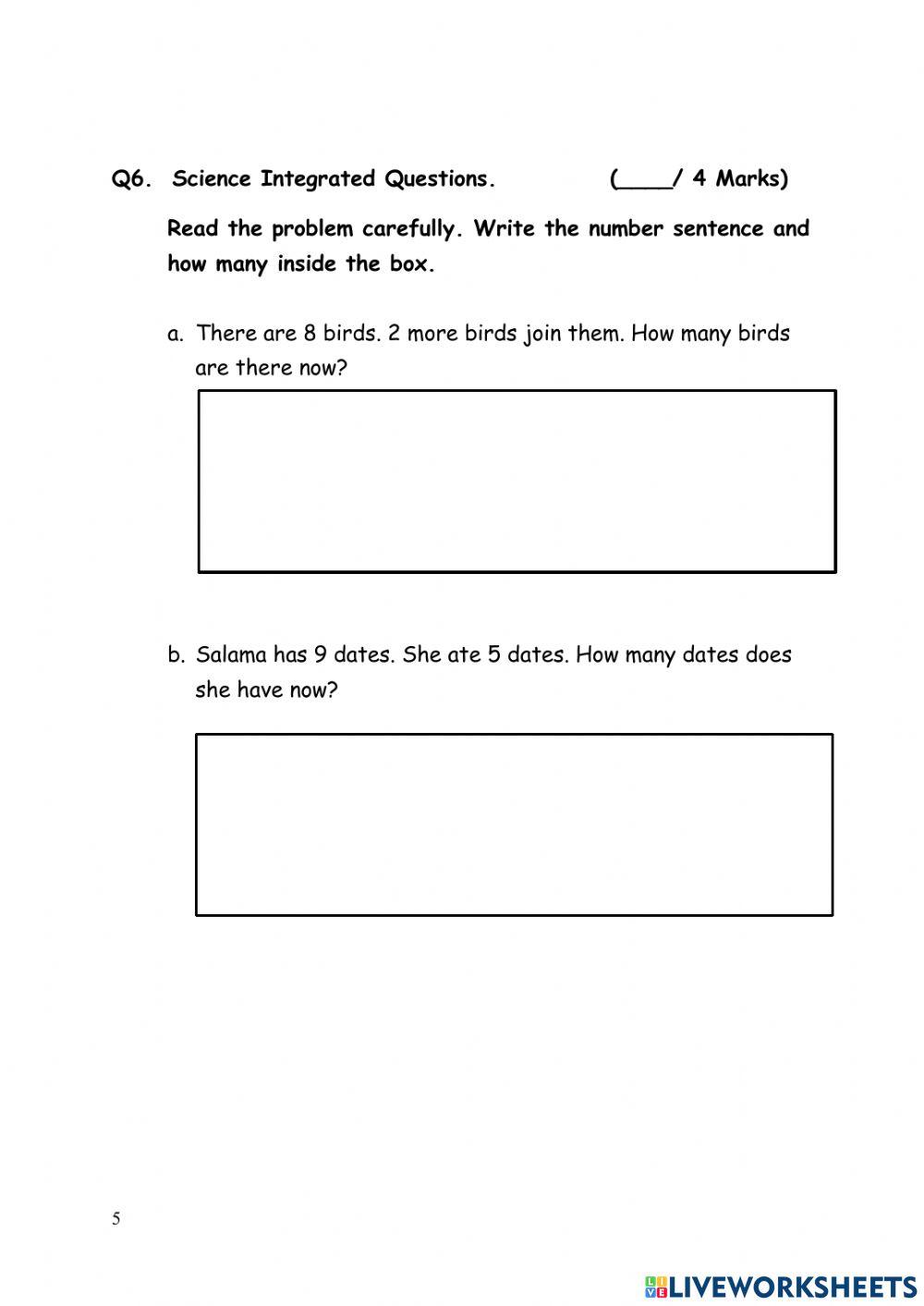 Grade 1 Math Mi… | Free Interactive Worksheets | 1505706