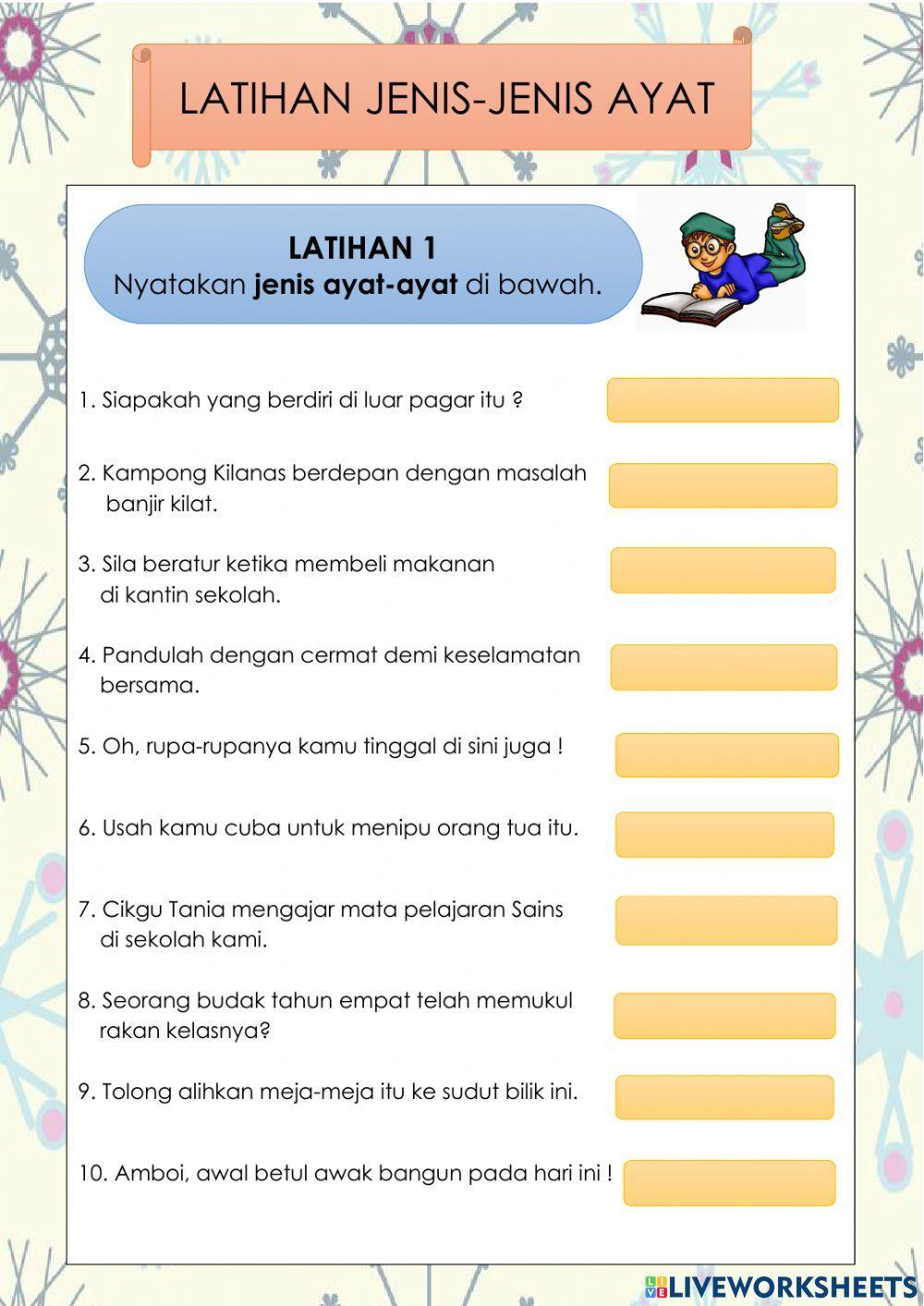 Latihan Jenis Jenis Ayat Bahasa Melayu Tingkatan 2 Jenis Jenis Ayat ...