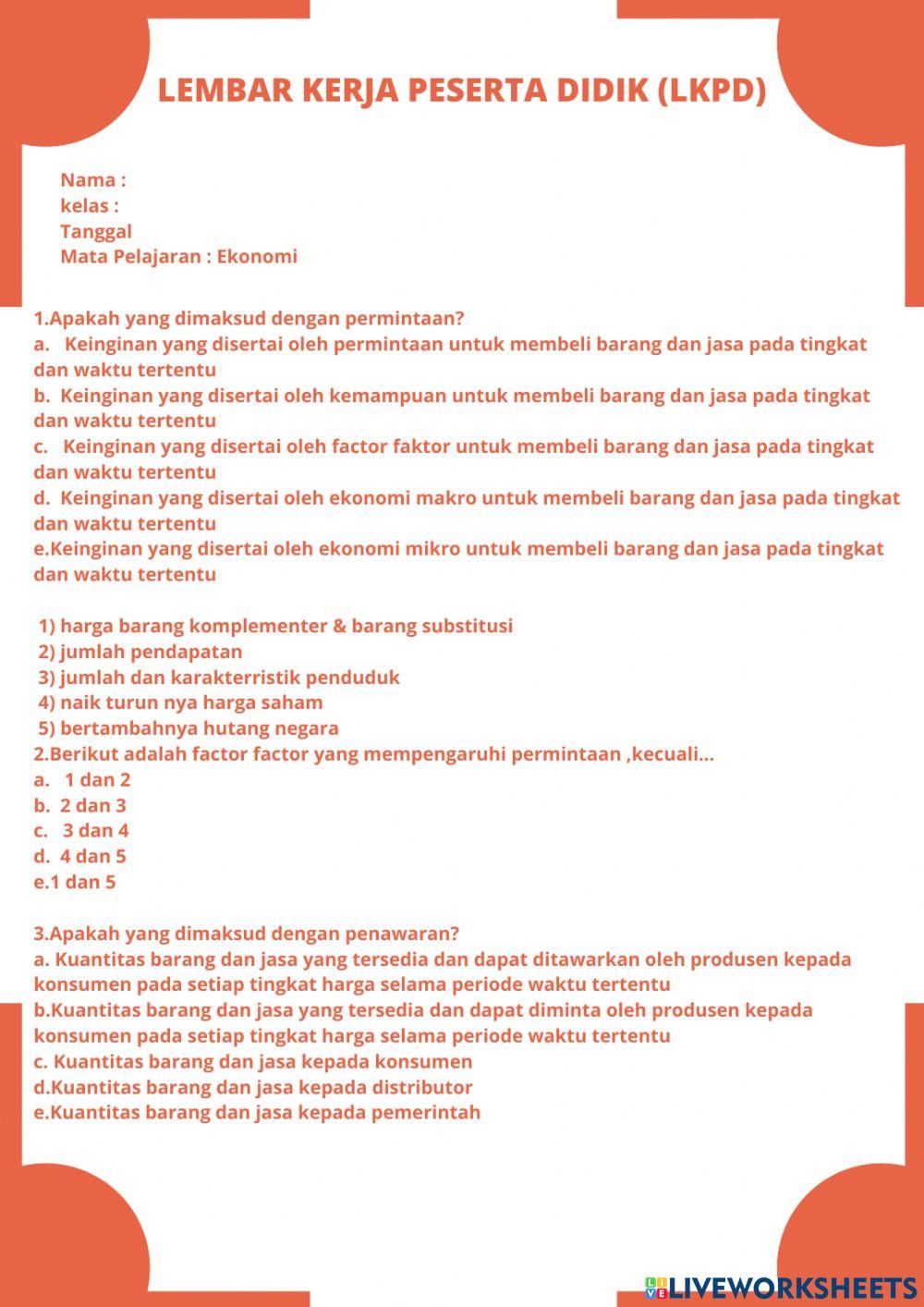 Lkpd online exercise for 10 | Live Worksheets