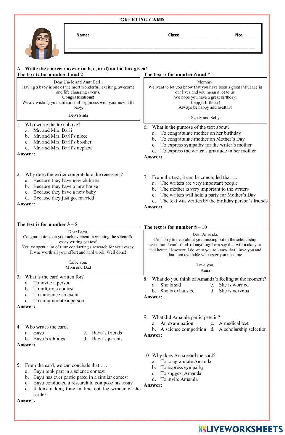 Greeting Card - Multiple Choice 3438058 | Ni Luh Putu