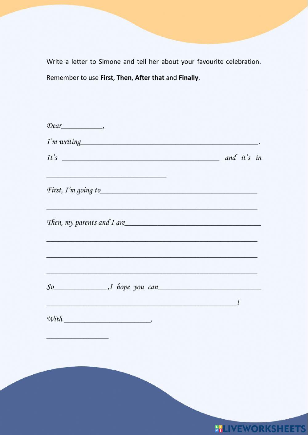 Writing a lette… | Free Interactive Worksheets | 1507077