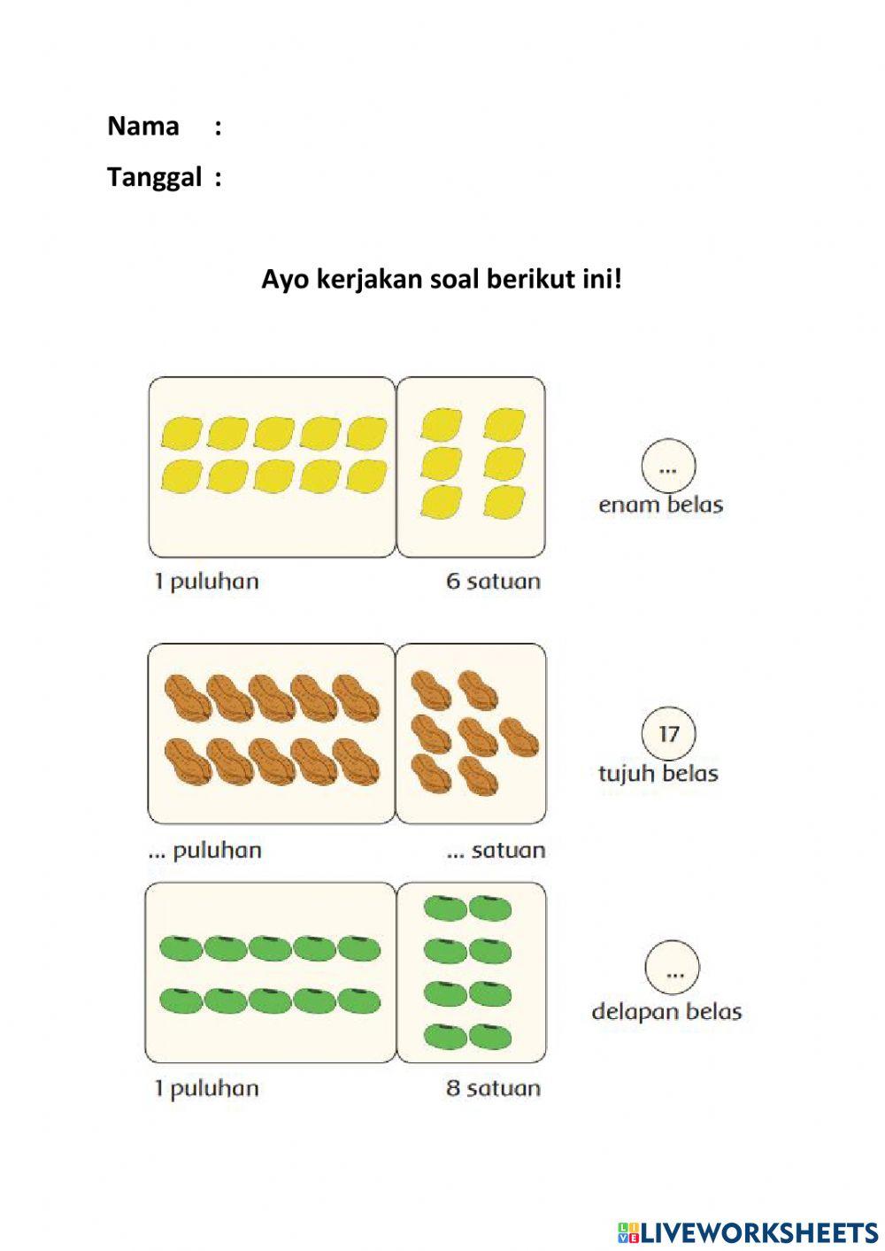 Nilai tempat bilangan online worksheet | Live Worksheets