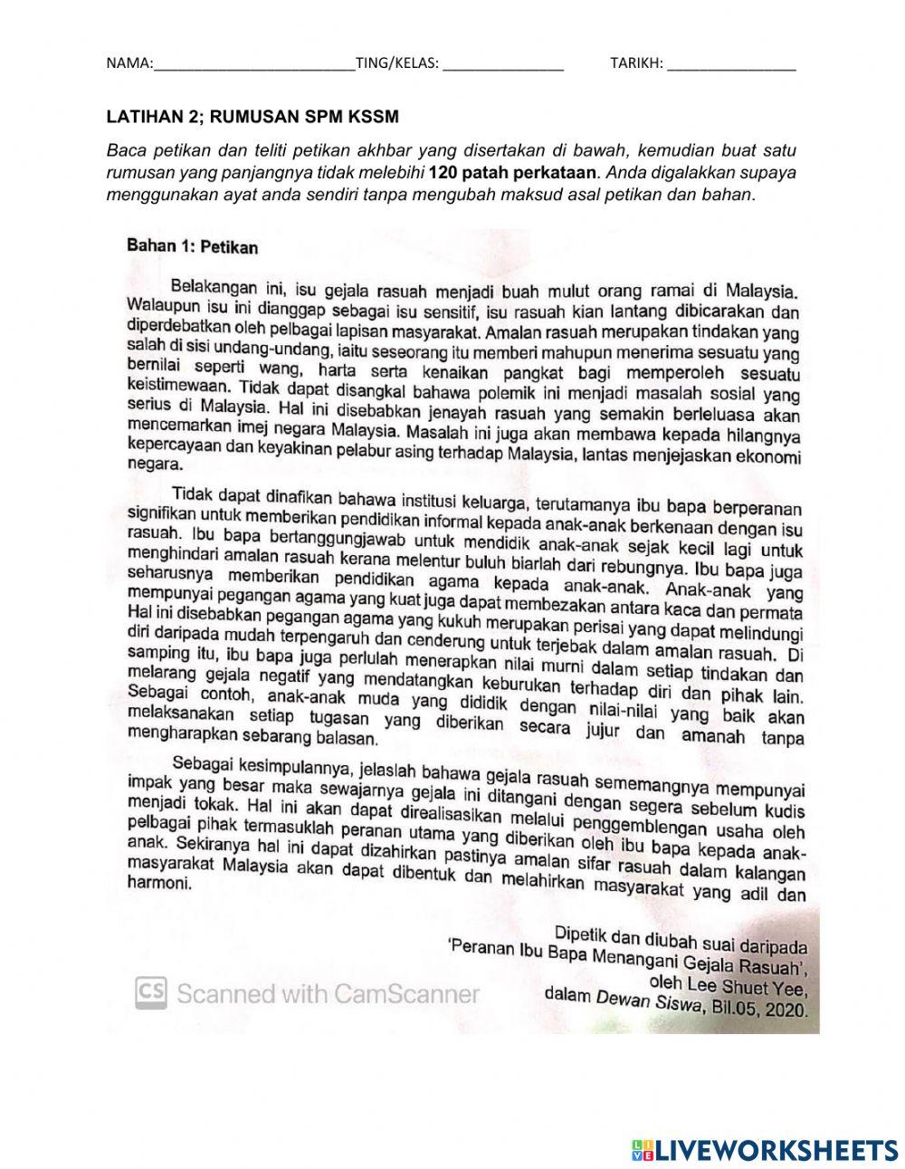 Rumusan interactive worksheet for 17 | Live Worksheets